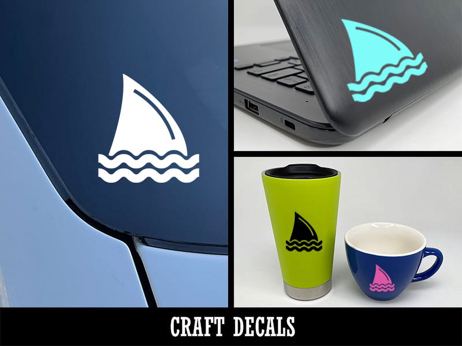 Shark Fin in Water Craft Vinyl Indoor Outdoor Decal Sticker - White - 3 ...