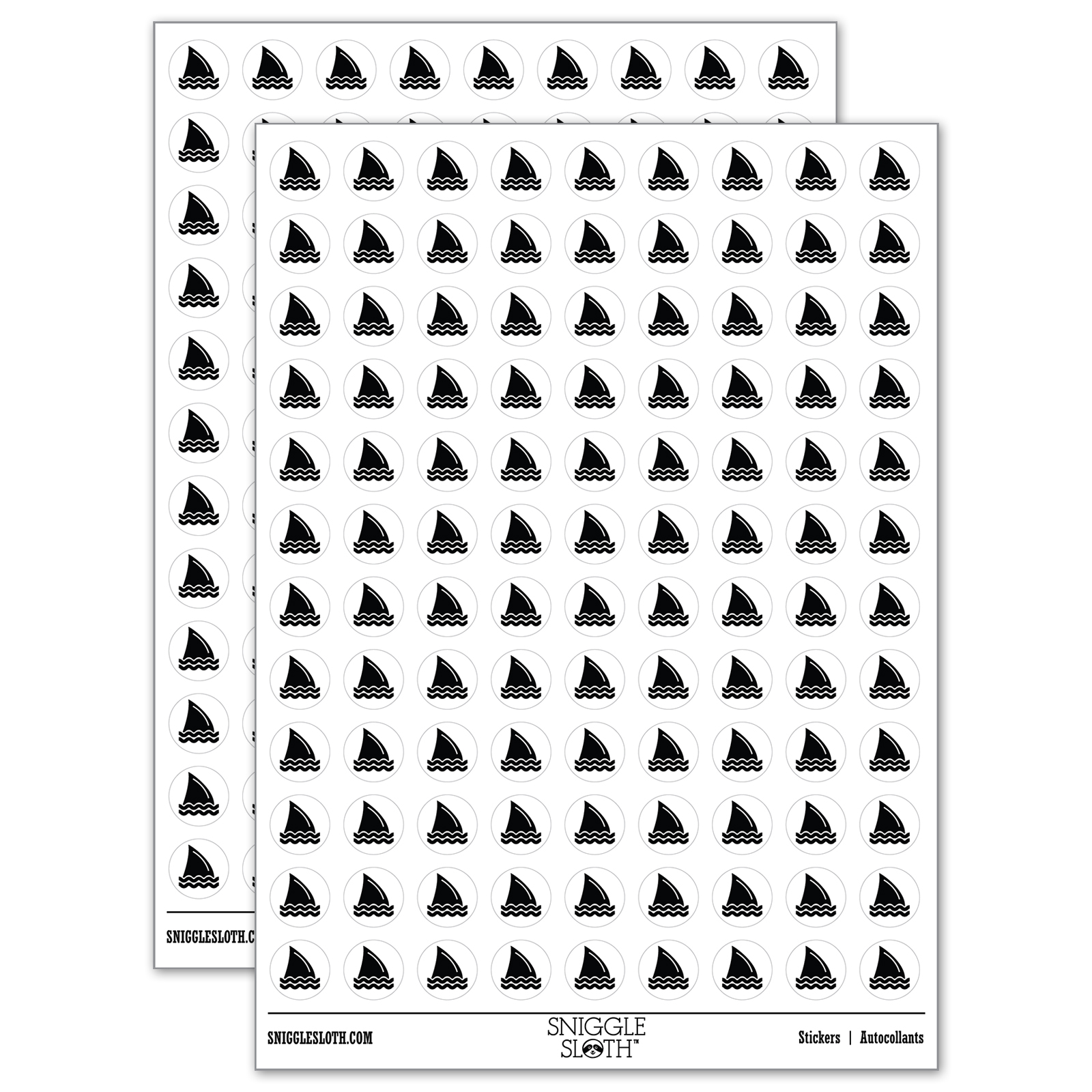 Shark Fin in Water Round Sticker Set - White - Gloss Finish - 0.50 ...