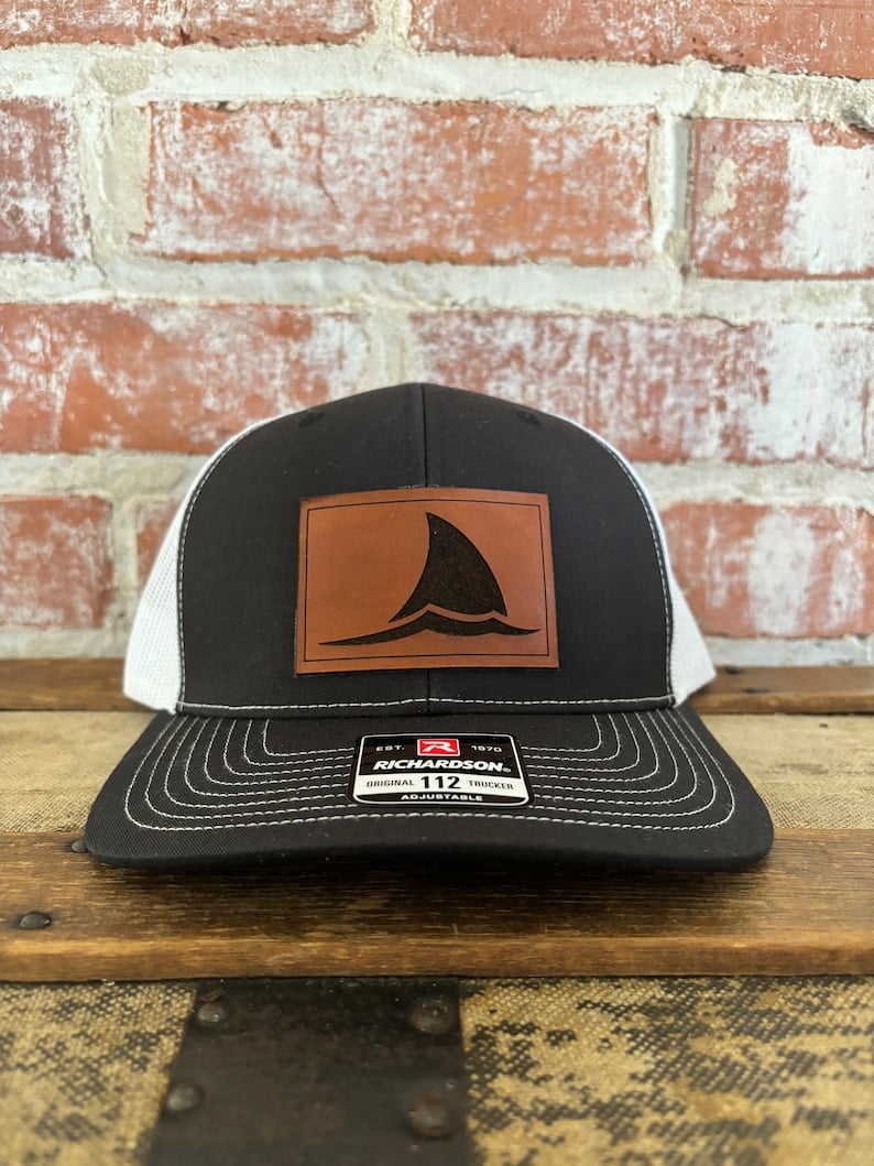 Shark Fin leather patch Hat, Richardson 112, trucker hat - Walmart.com