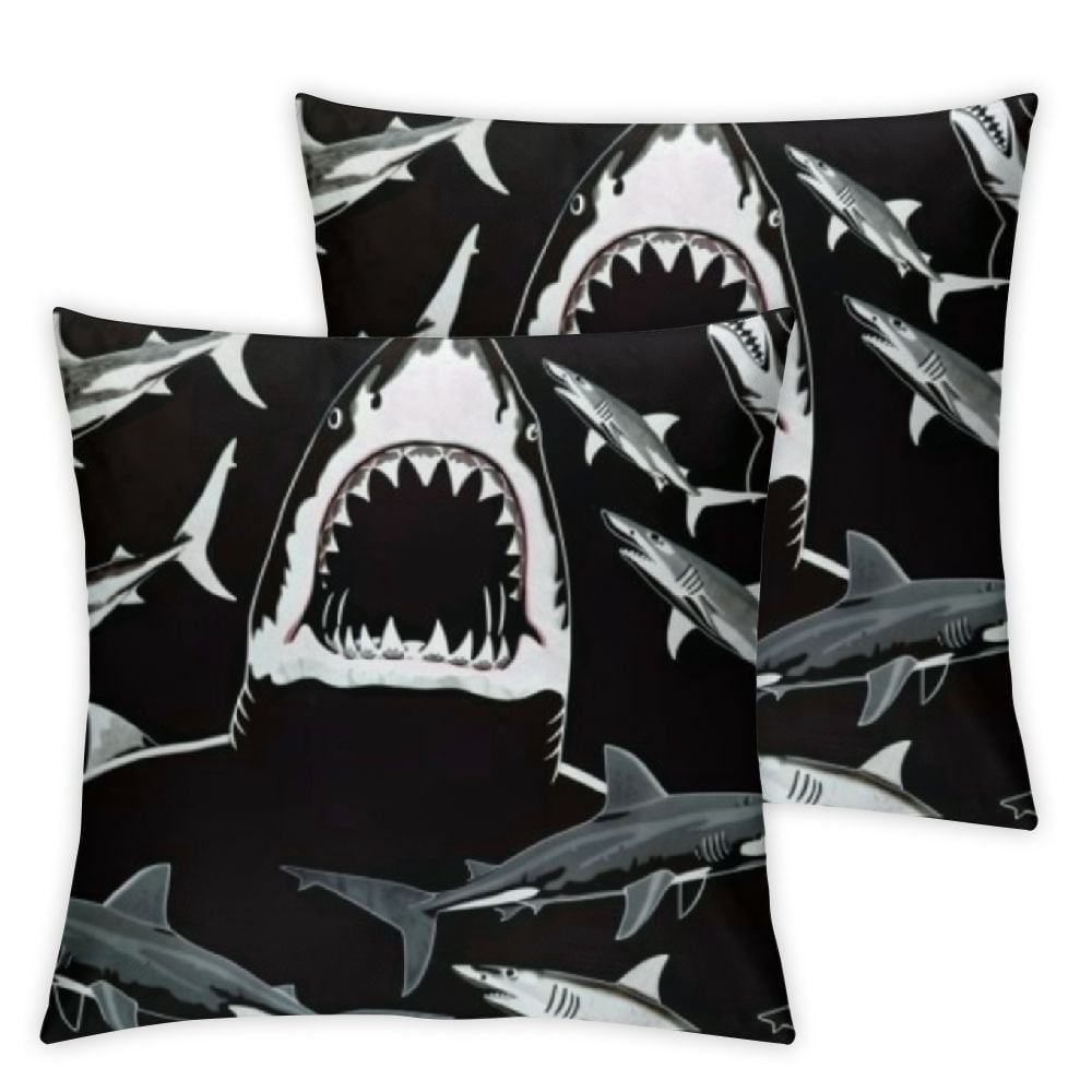 Shark Fitted Sheet Twin Size Sea Animal Theme Bed Cover Black and White ...
