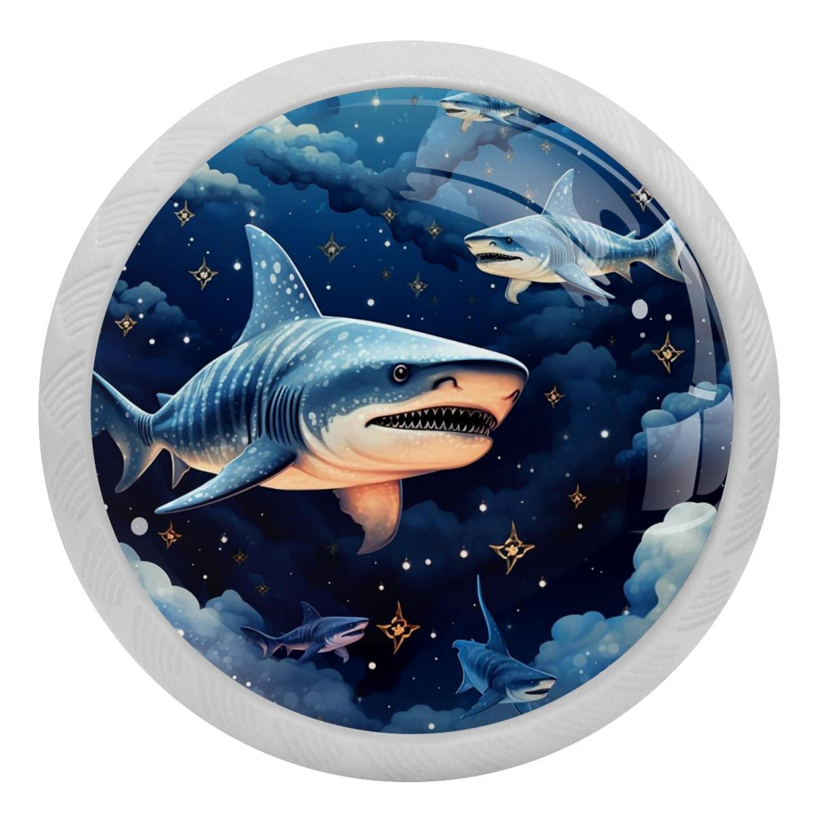 Shark Fluorescent Drawer Pulls - Round Knobs - Glow-in-the-Dark Door ...