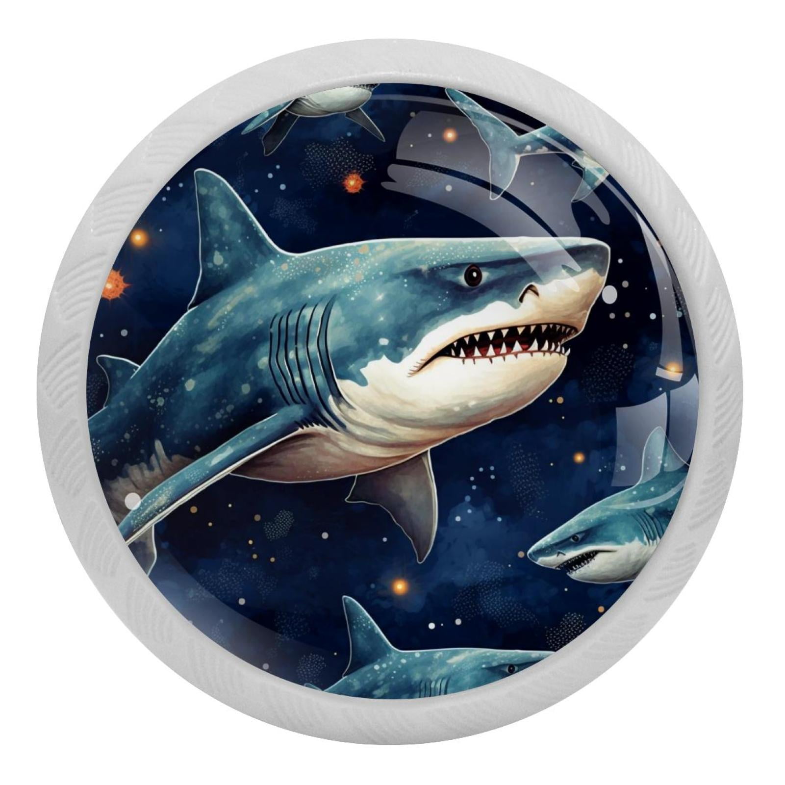 Shark Fluorescent Drawer Pulls with Screws - Round 4-Pack, Glow-in-the ...