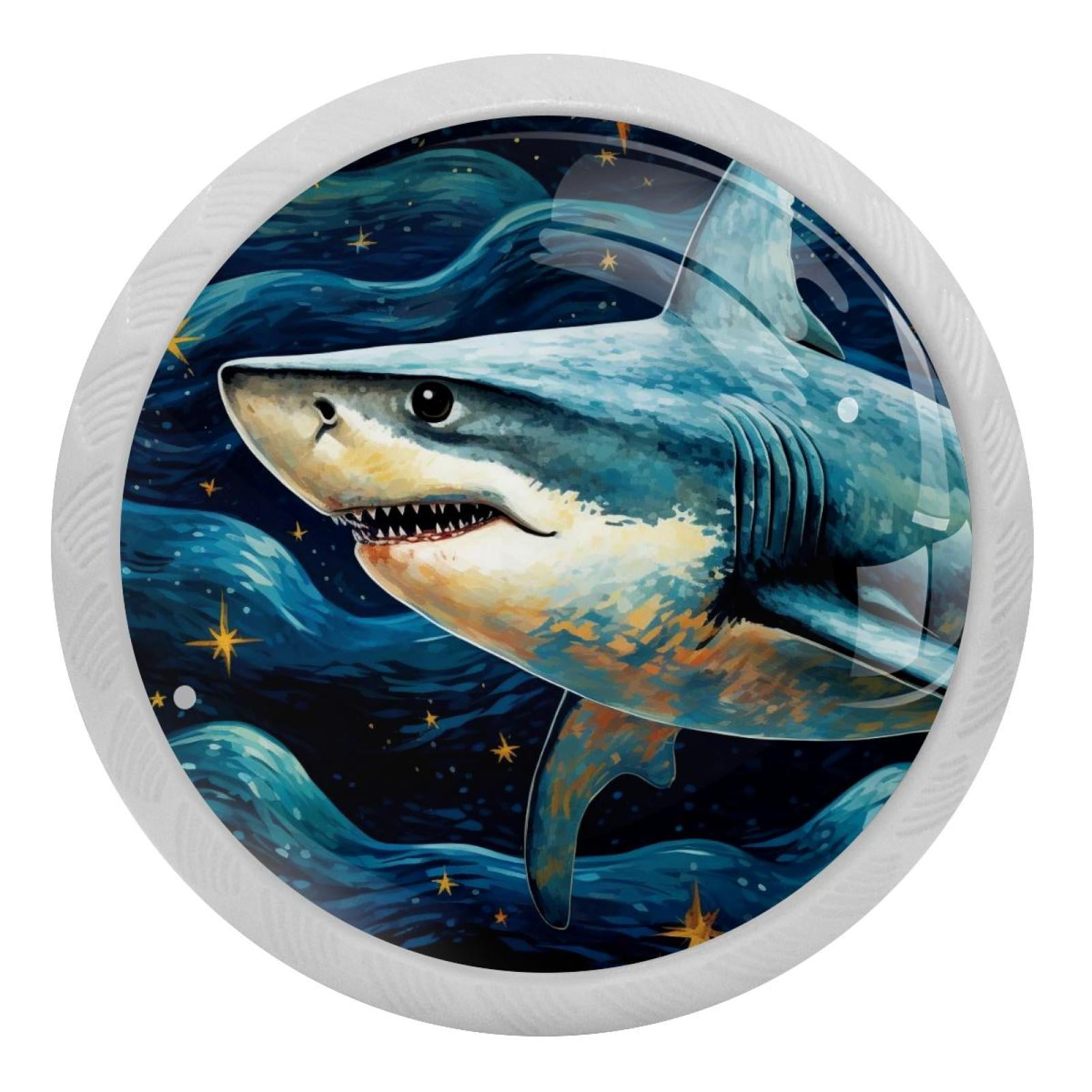 Shark Fluorescent Drawer Pulls with Screws - Round 4-Pack Glow-in-the ...