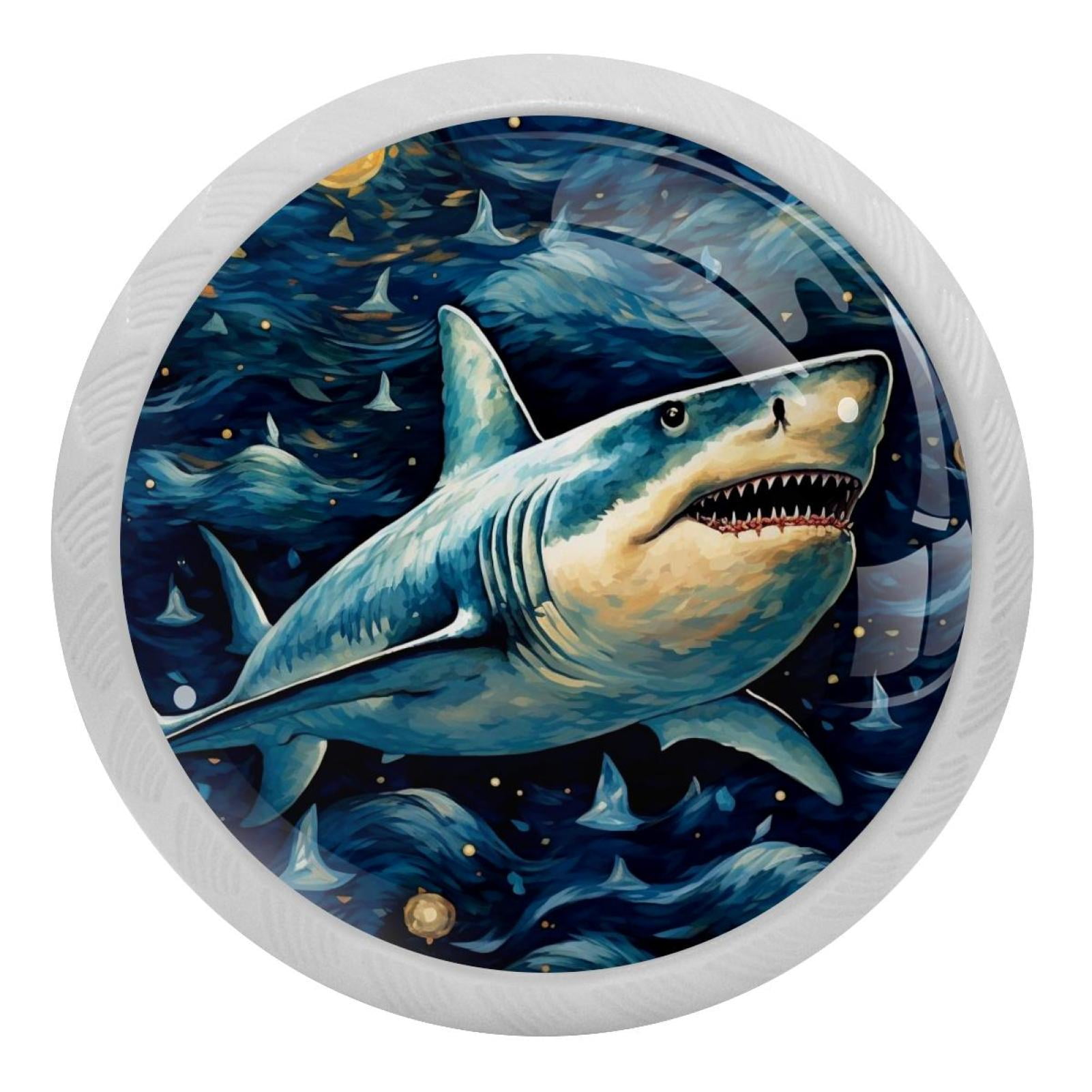 Shark Fluorescent Drawer Pulls with Screws - Round 4-Pack Glow-in-the ...