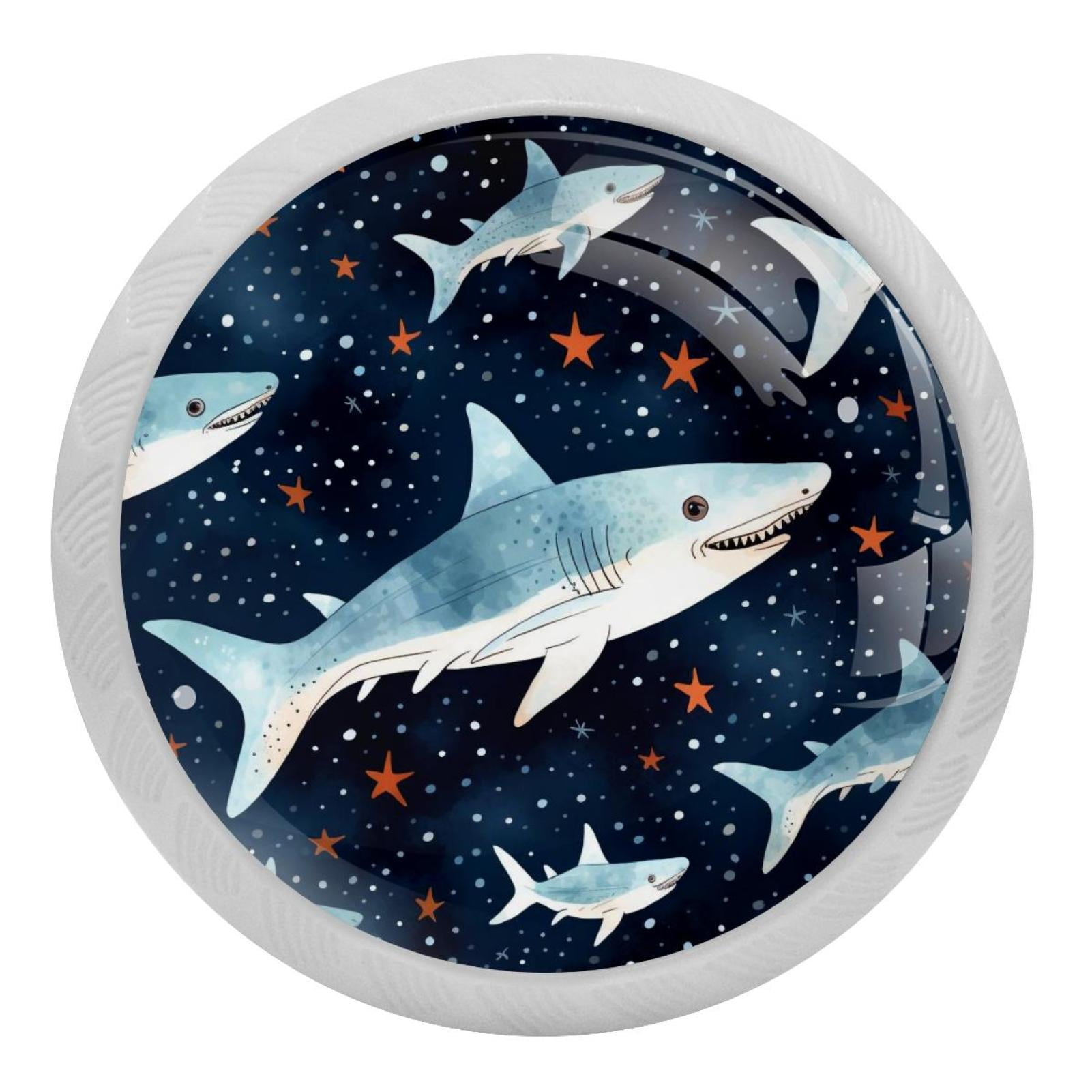 Shark Fluorescent Drawer Pulls with Screws - Round 4-Pack, Glow-in-the ...