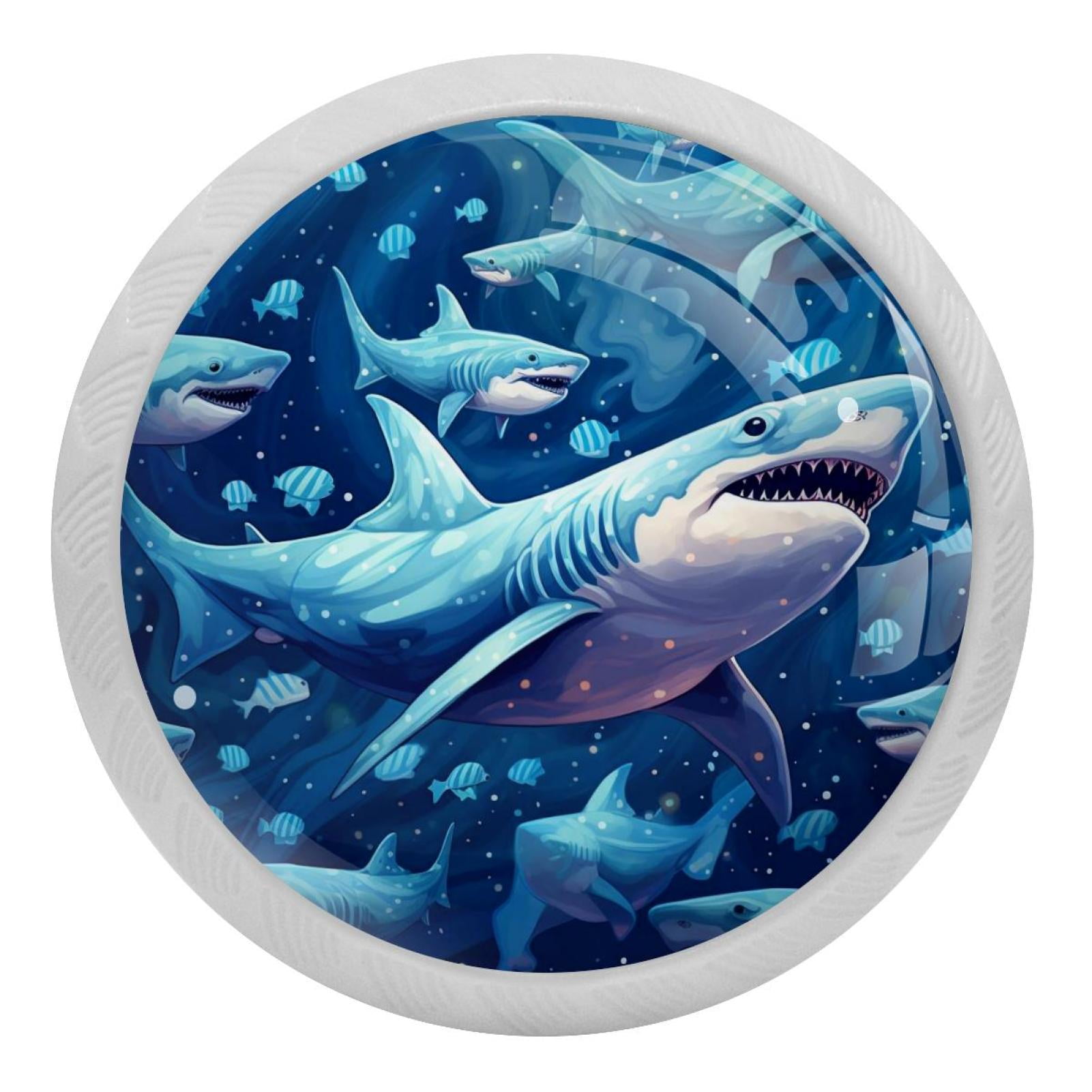 Shark Fluorescent Drawer Pulls with Screws - Round 4-Pack, Glow-in-the ...