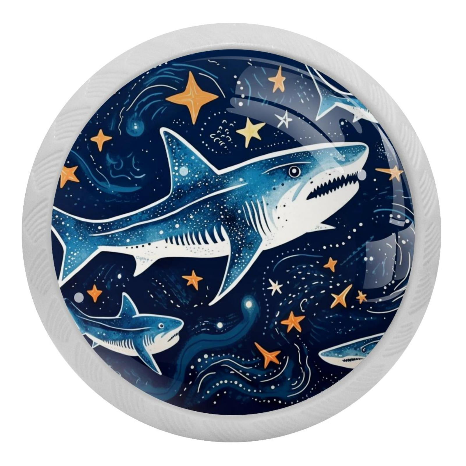 Shark Fluorescent Drawer Pulls with Screws - Round 4-Pack Glow-in-the ...