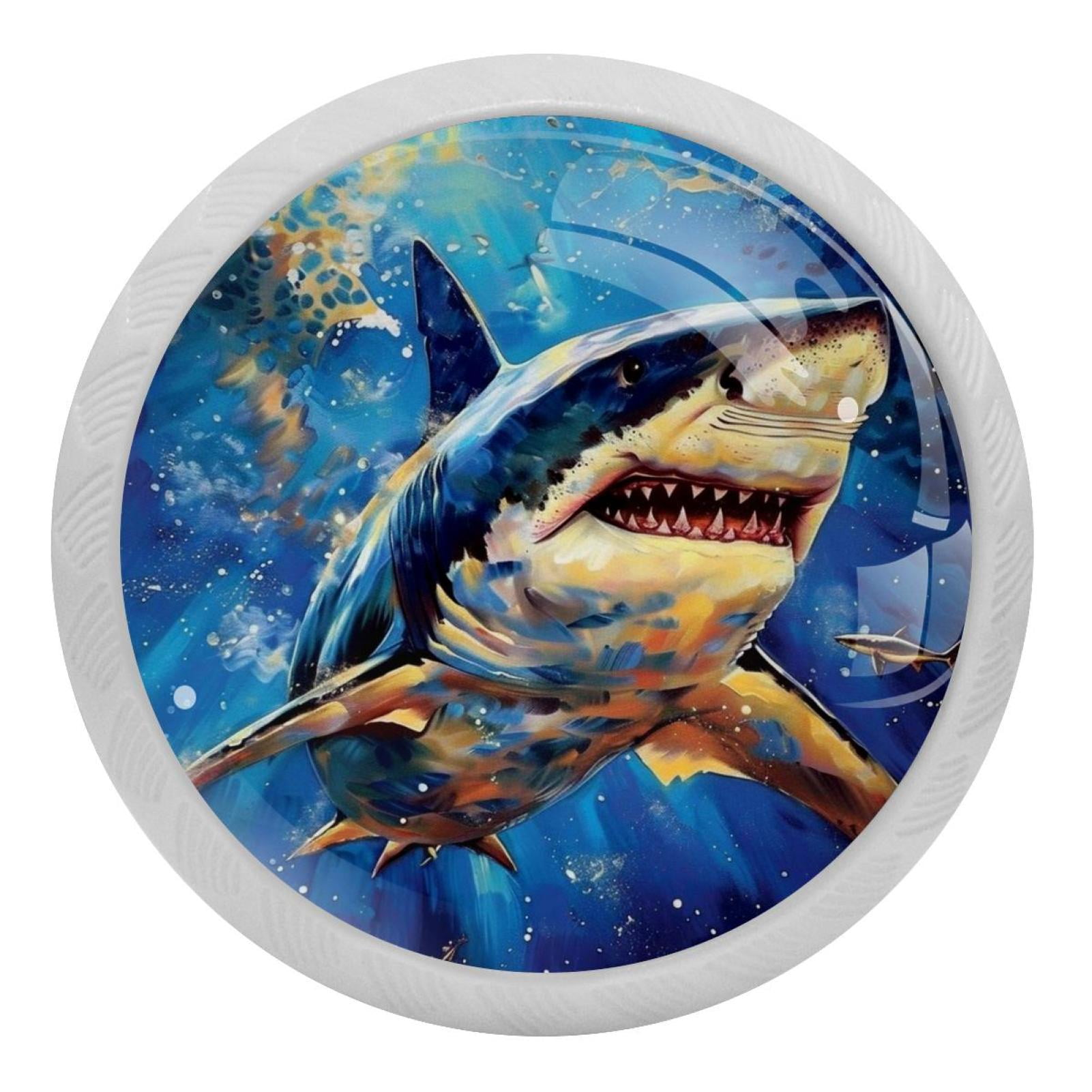 Shark Fluorescent Drawer Pulls with Screws – Round 4-Pack, Glow-in-the ...