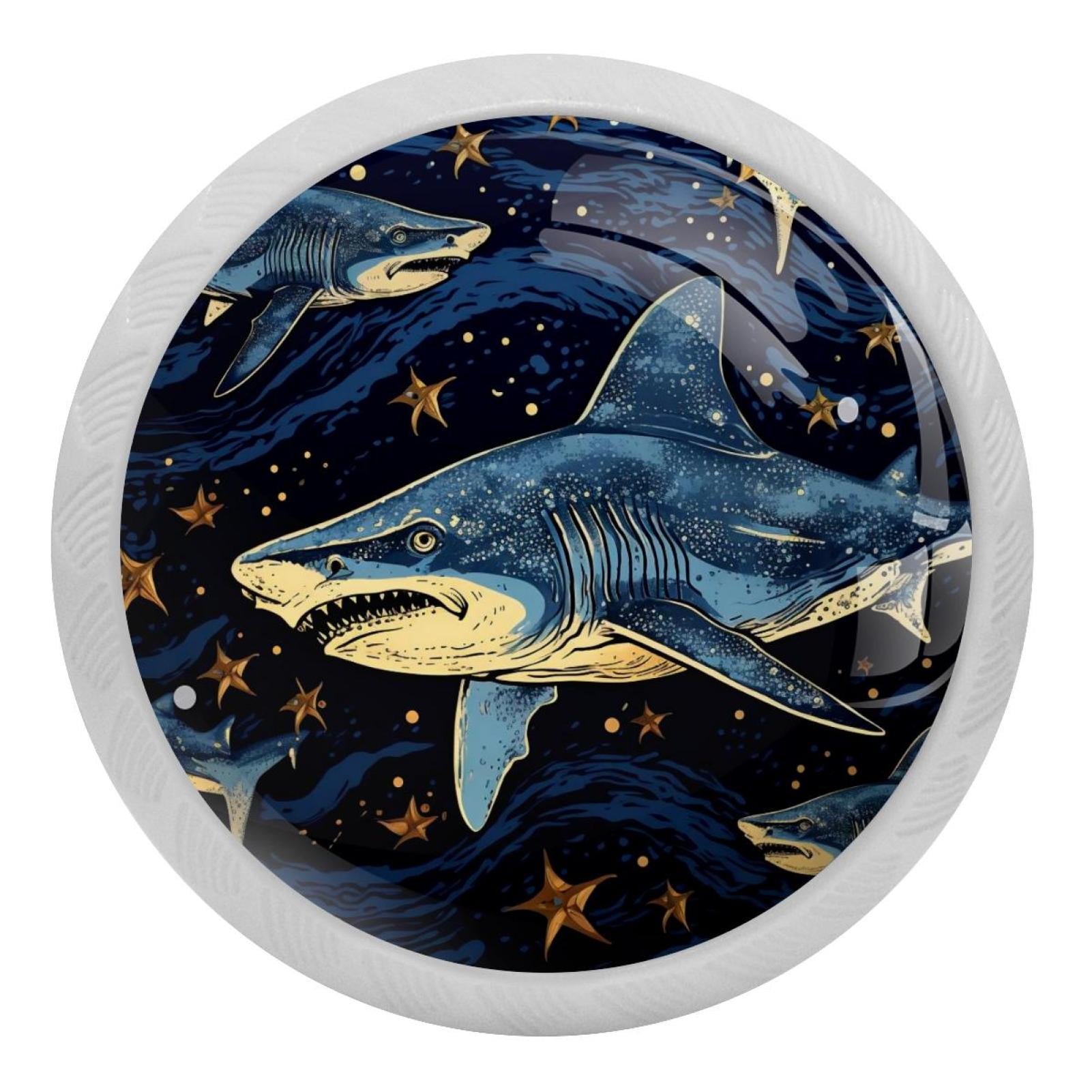 Shark Fluorescent Drawer Pulls with Screws - Round 4-Pack, Glow-in-the ...