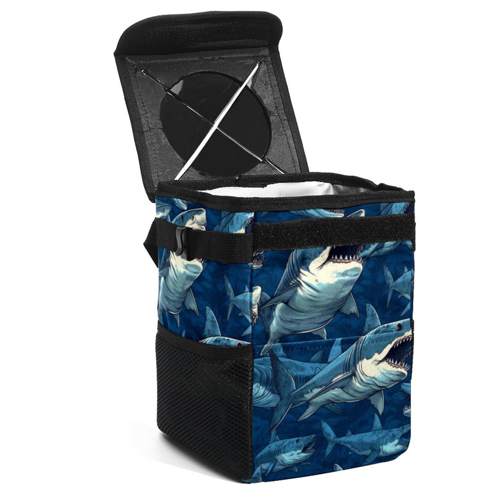 Shark Foldable Car Trash Bin with Lid, Leak-proof Mini Trash Can for ...