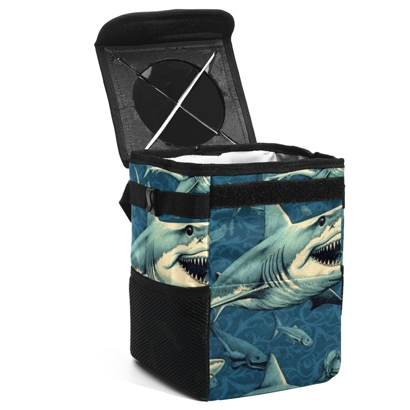 Shark Foldable Car Trash Can with Lid, Leak-Proof Hanging Storage Bag ...