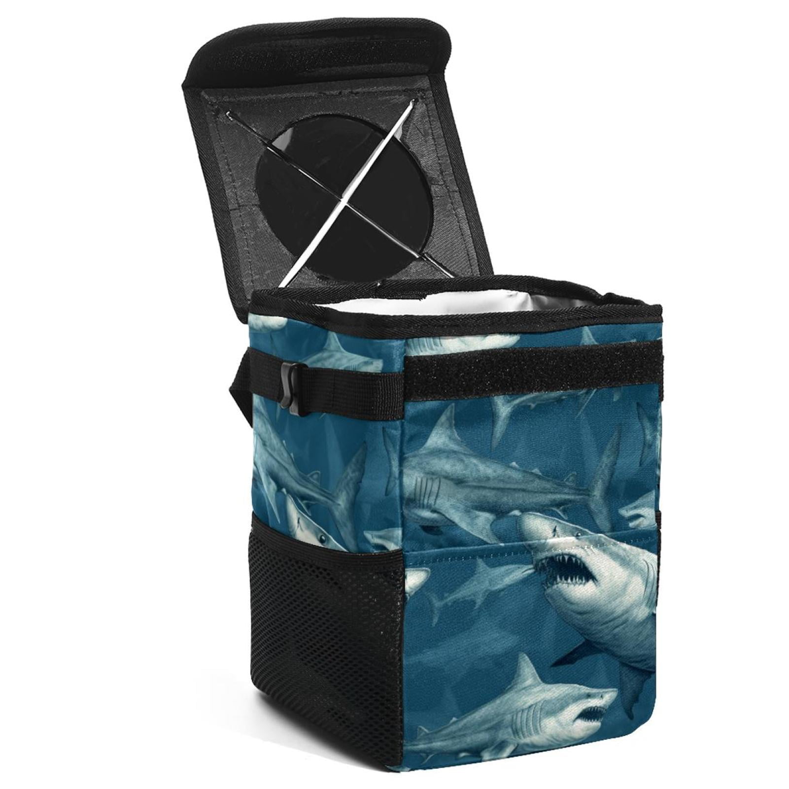 Shark Foldable Car Trash Can with Lid, Leak-proof Mini Garbage Bin ...