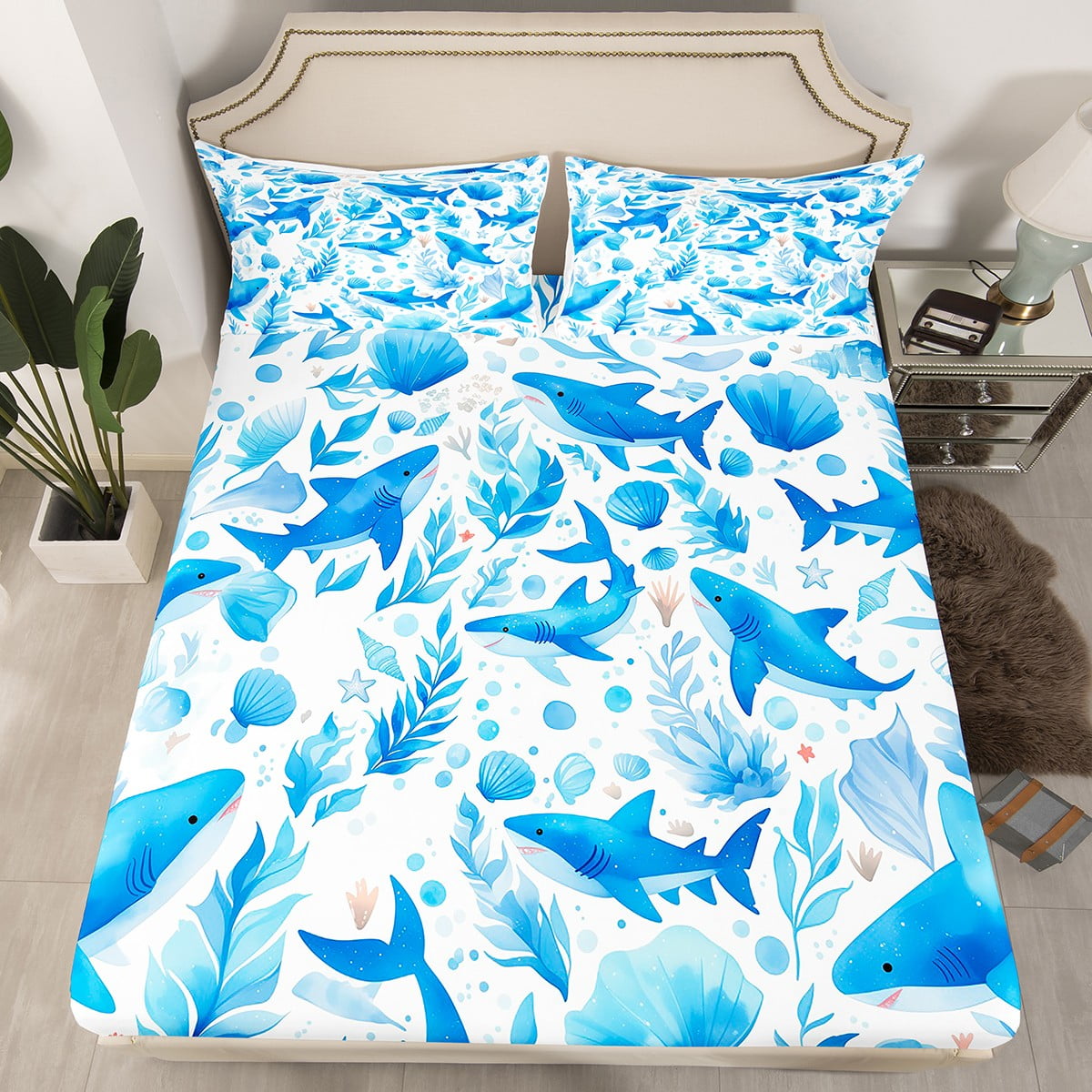 Shark Full Bedding Set for Kids Boys Girls Bedroom,Ocean Sealife Bed ...