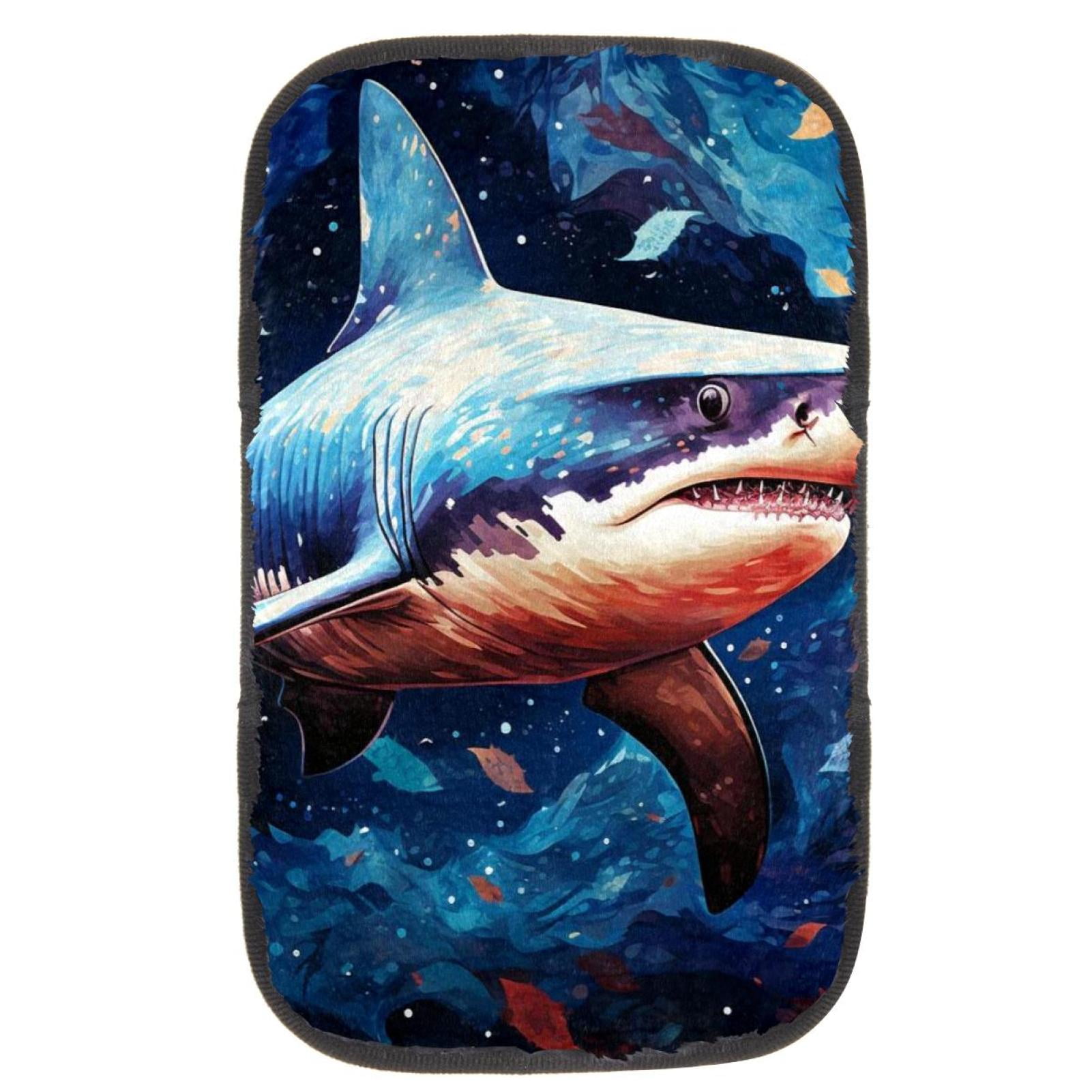 Shark Furry Printed Soft Armrest Cover 12.5x8.2 Inch for Car Armrest ...