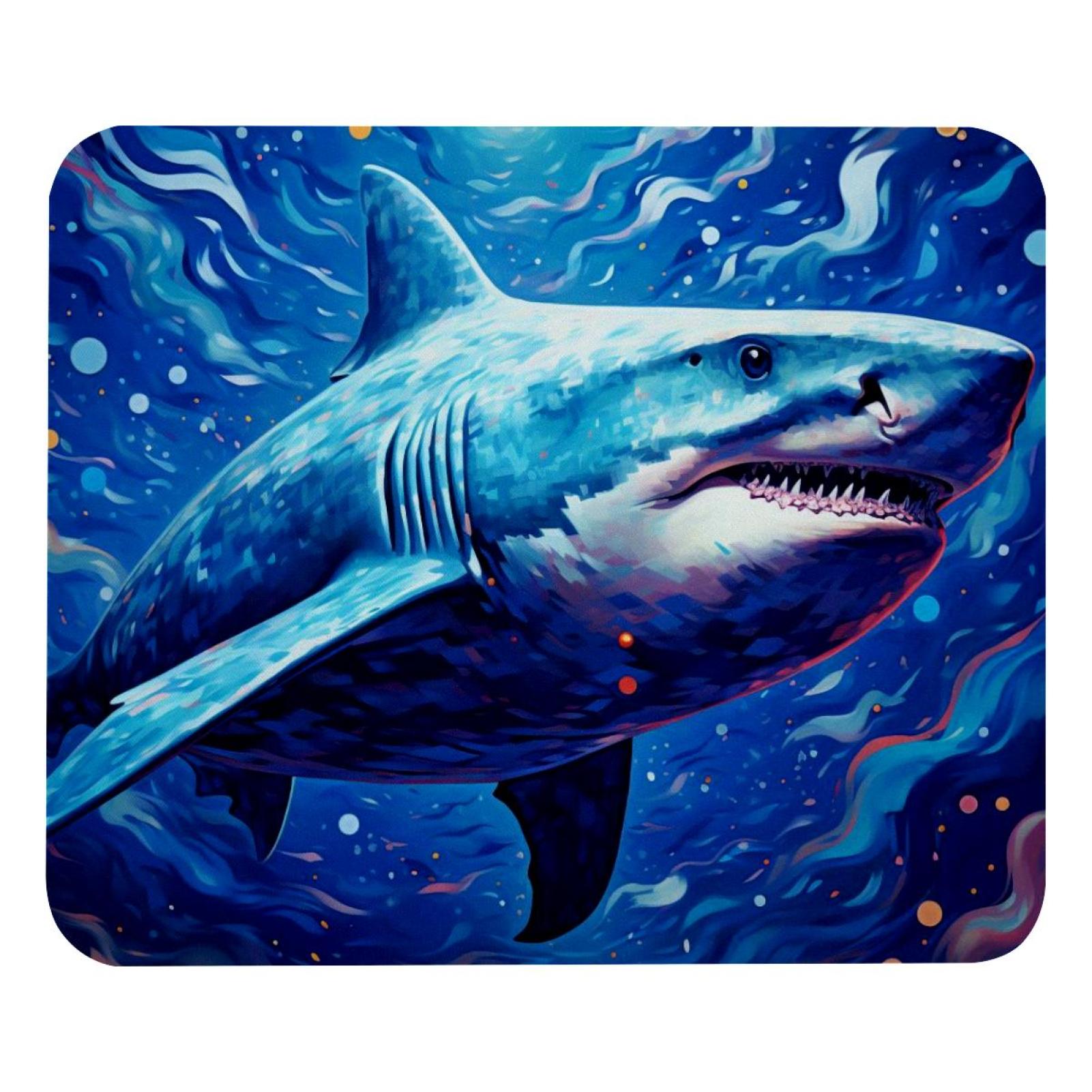 Shark Gaming Mouse Pad Desk Mat, Square 8.3x9.8 Inch Non-Slip Rubber ...