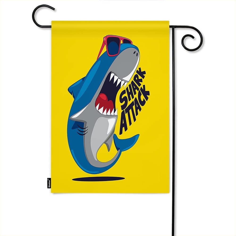 Shark Garden Flag Wild Ocean Animal Fish with Sunglasses Shark Attack ...