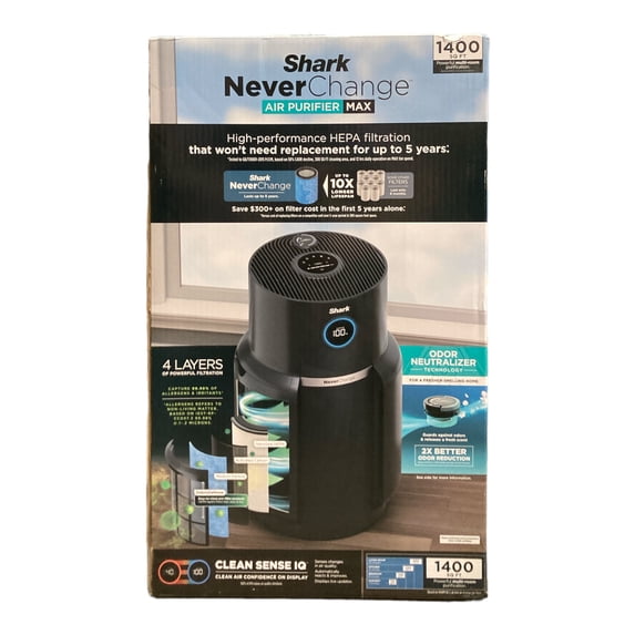 Shark NeverChange Air Purifier MAX, Black, Captures 99.98% of Particles ...