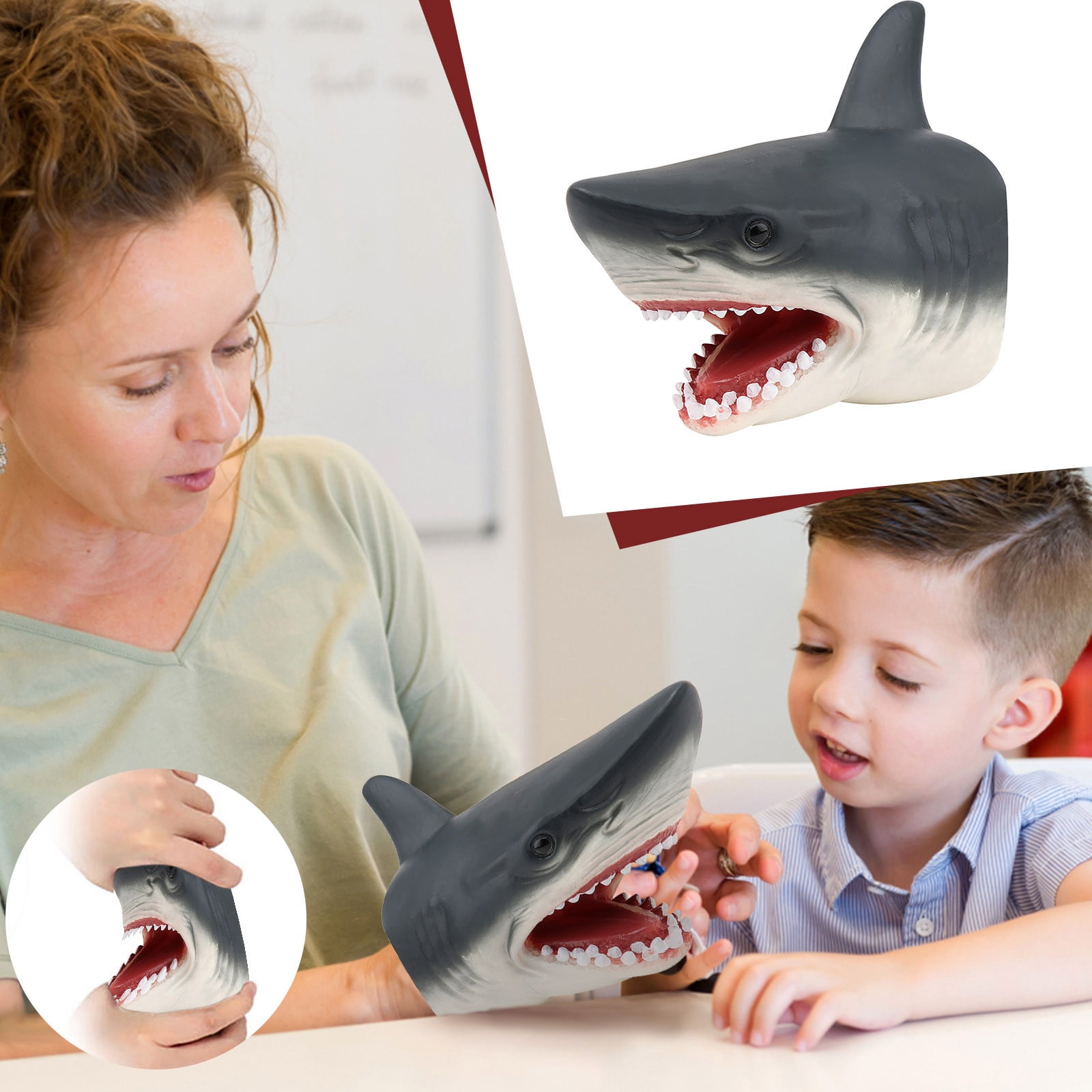 Shark Hand Puppet for Kids Swimming Pool Beach Bathing Toys Soft Rubber ...