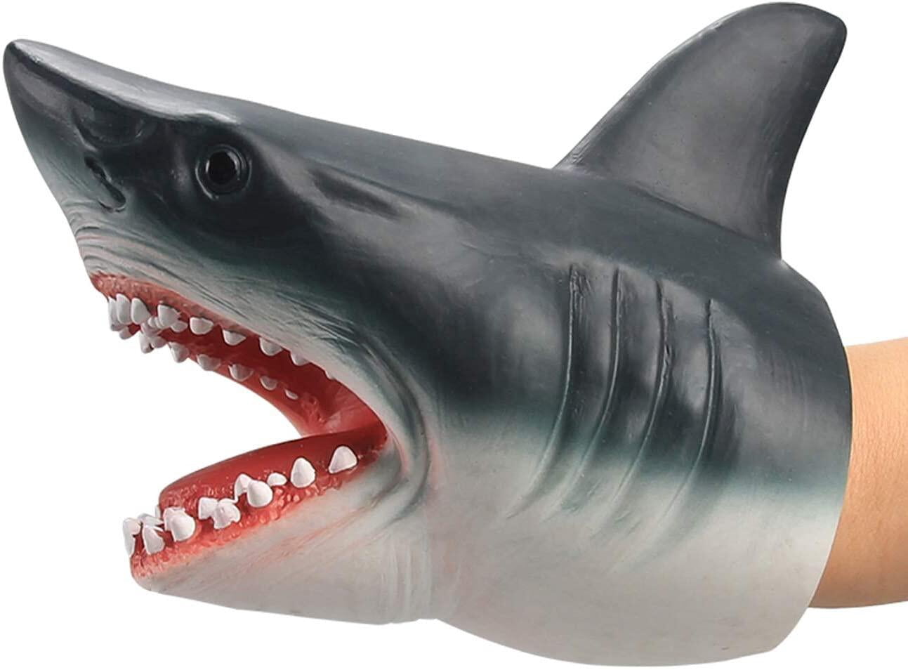 Shark Hand Puppet for Kids Swimming Pool Beach Bathing Toys Soft Rubber ...