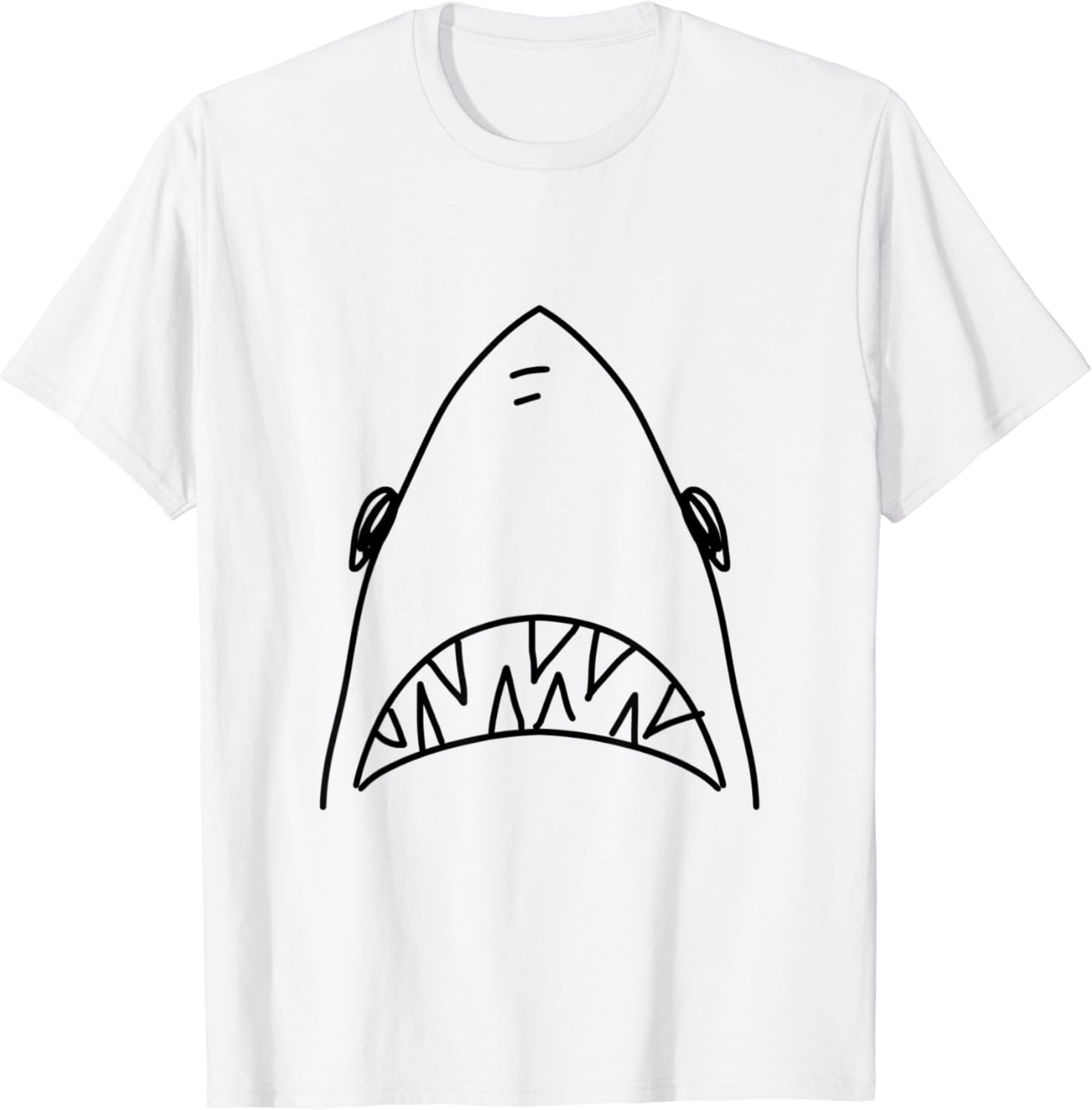 Shark Head Bite Funny Scary Print Drawing Fishing Lover Gift T-Shirt ...