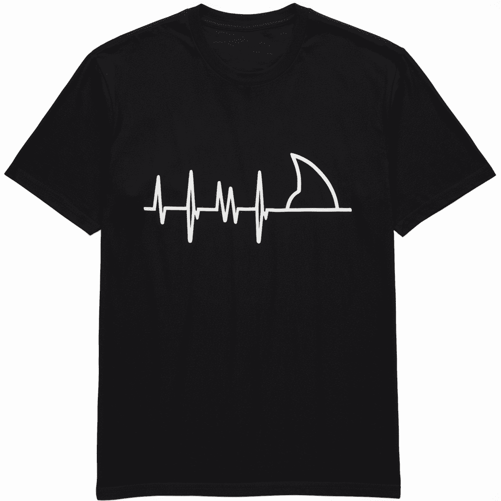 Shark Heartbeat EKG Funny Fish Fin Pulse Ocean Animal Lovers T-Shirt ...