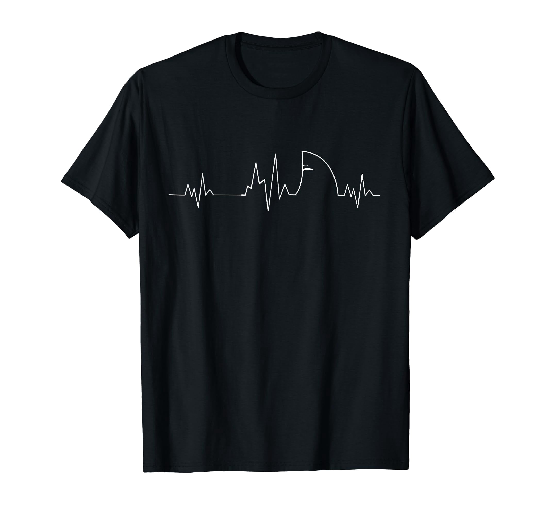 Shark Heartbeat EKG Funny Fish Fin Pulse Ocean Animal Lovers T-Shirt ...