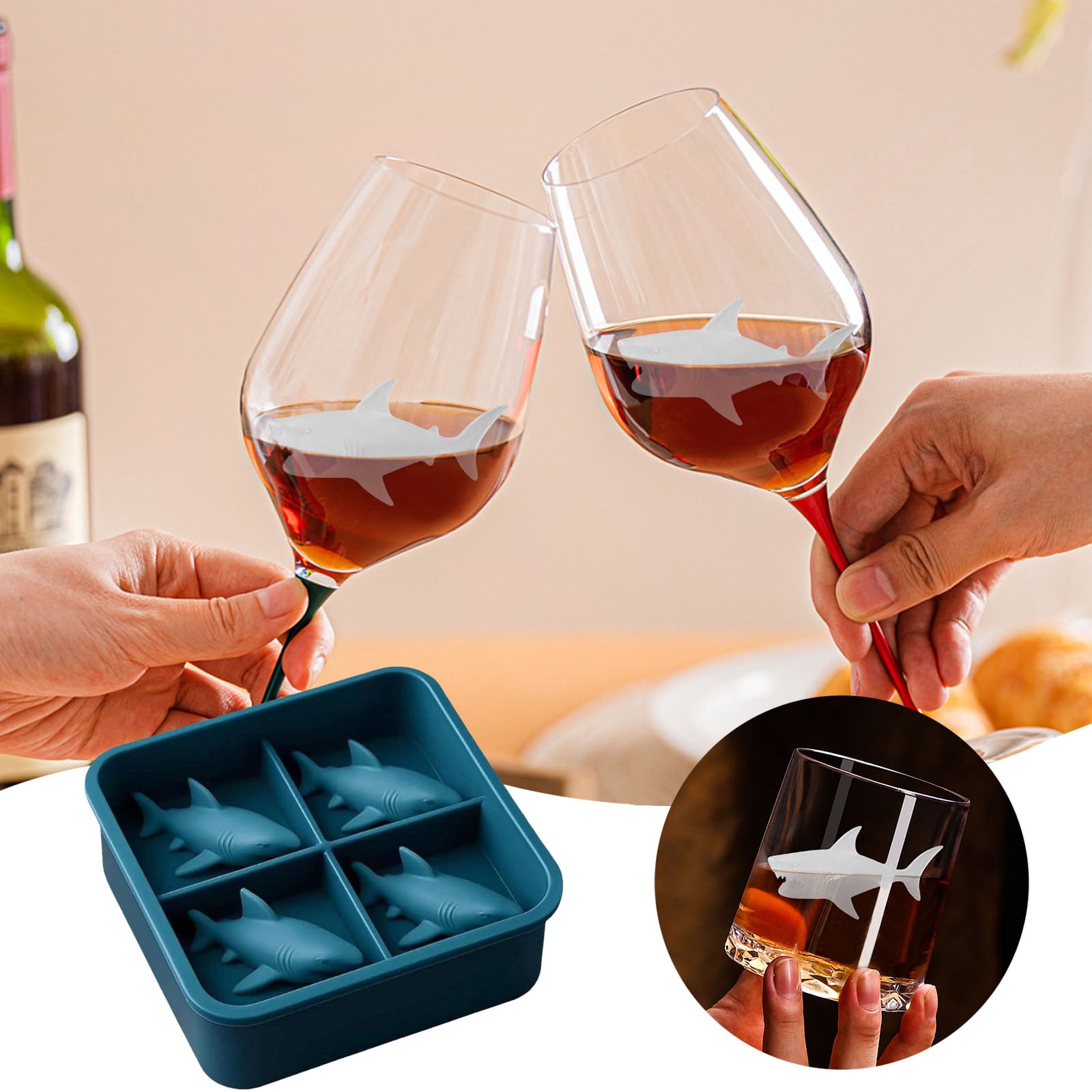 Shark Ice Cube Tray Silicone Large Ice Cube Mold Fun Shapes for Freezer ...