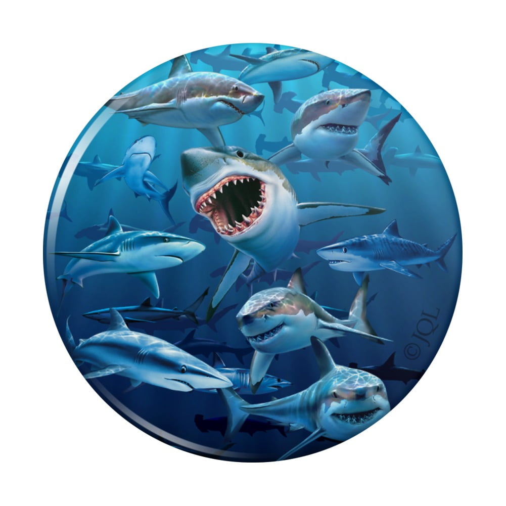 Shark Infested Waters Great White Kitchen Refrigerator Locker Button ...