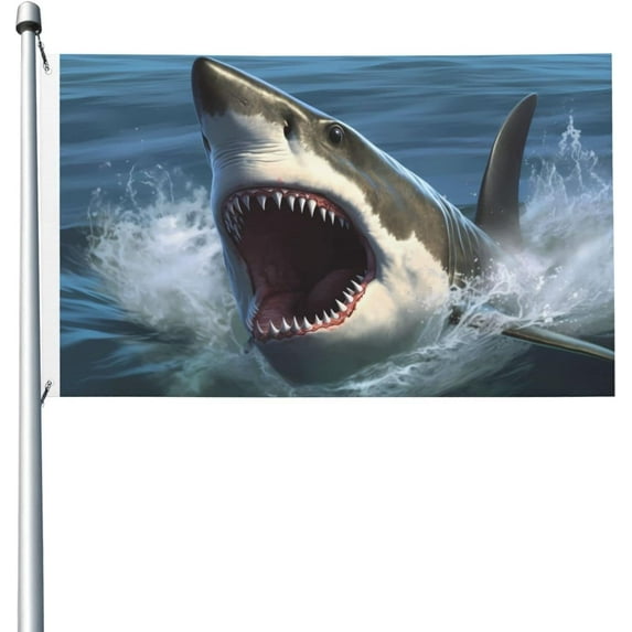 Shark Jumping Out of Water Flag 4.85x8 ft Foot,Garden Yard House Flags ...