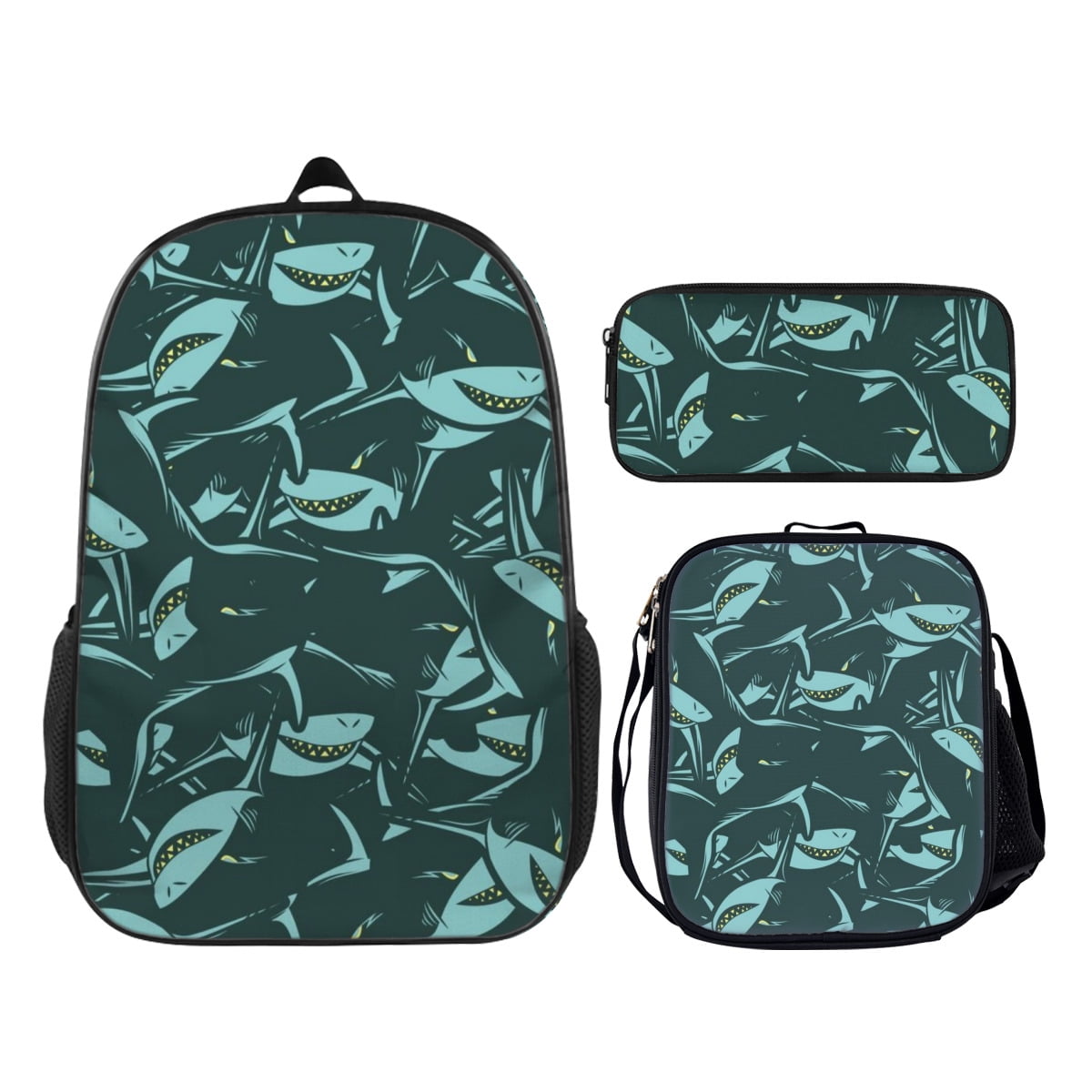 Shark Kawaii Backpack Lunch Box Pencil Bag Set Bag Set Cartoon Backpack ...