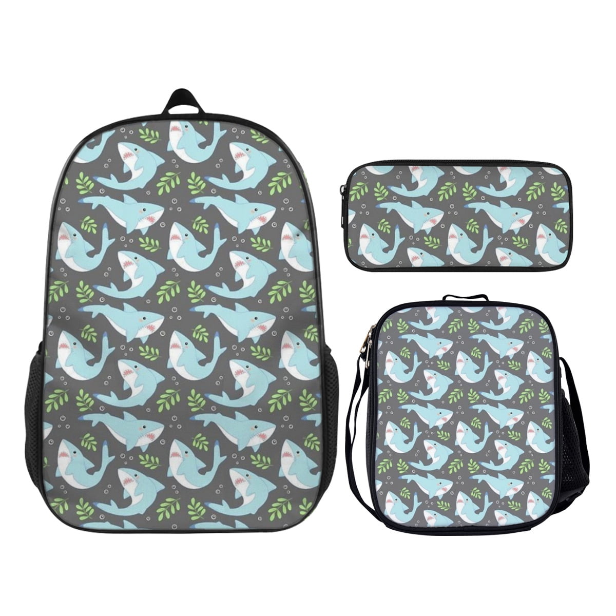 Shark Kawaii Backpack Lunch Box Pencil Bag Set Bag Set Cartoon Backpack ...
