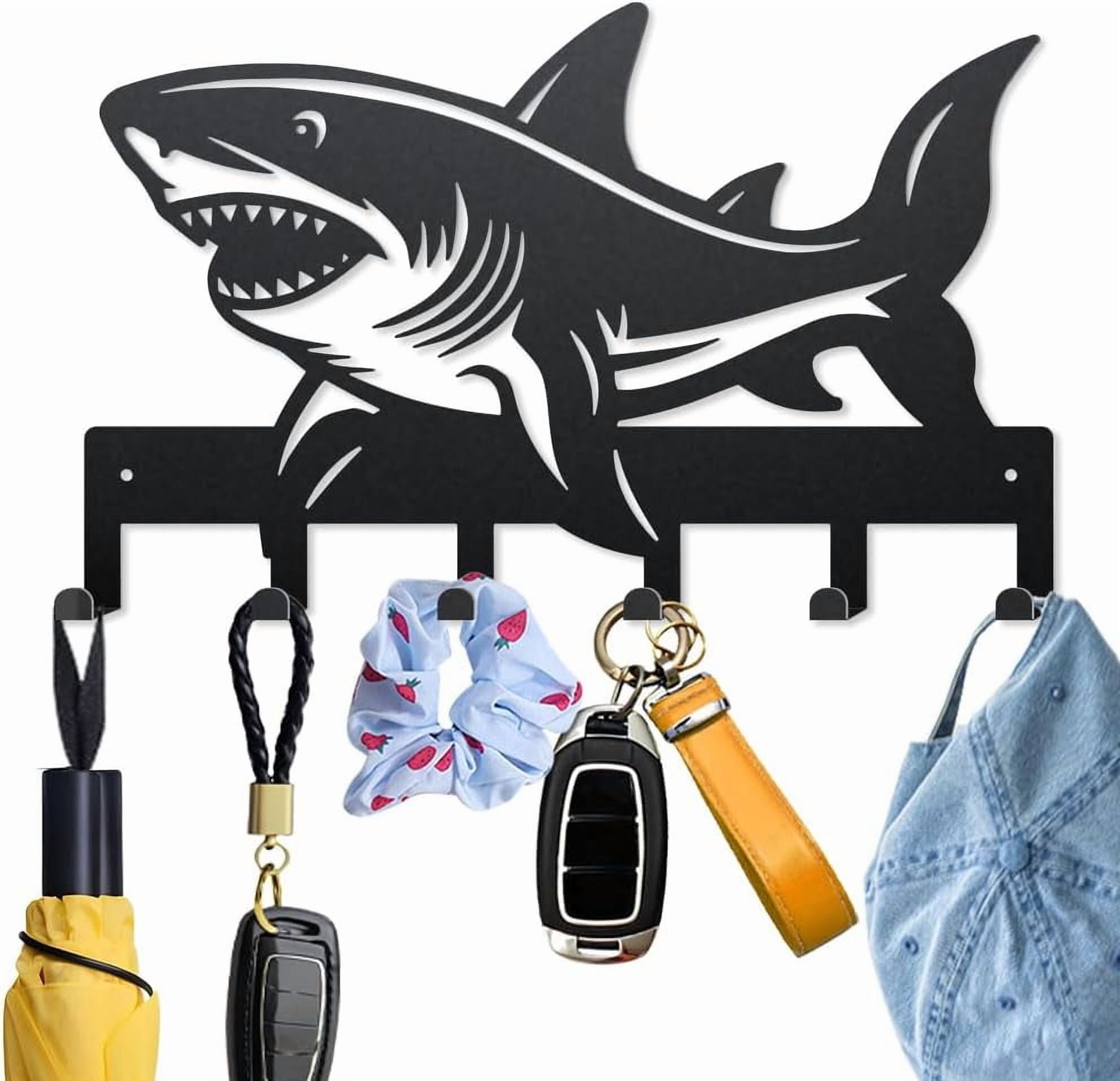 Shark Key Holder Wall Mount 15.7×9.8inch Sea Ocean Creature Metal Key ...