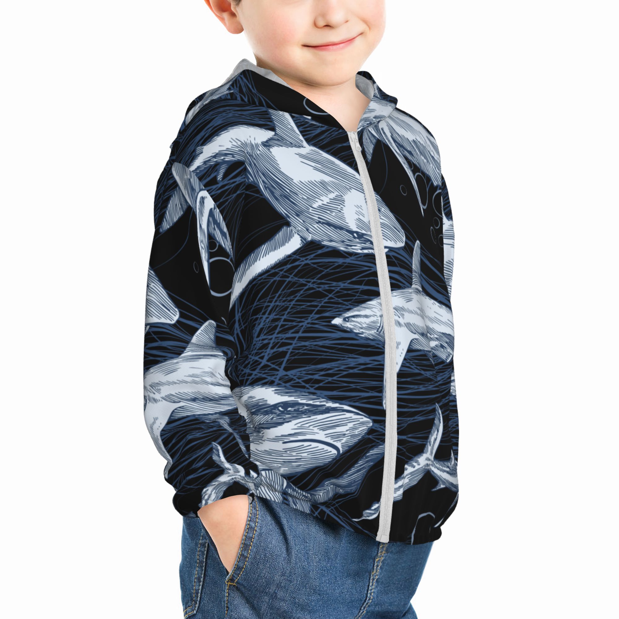 Shark Kids Zip-Up Hoodie Girls Boys Sun Protection Jacket Hooded Cooling Shirt - Walmart.com