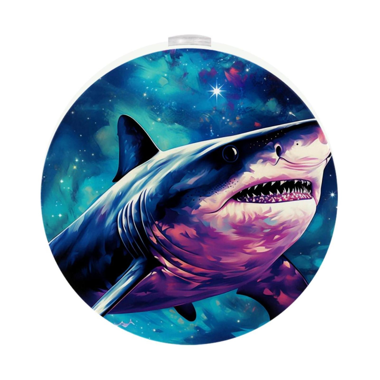 Shark LED Round Night Light-2PCS, Dimmable Mini Plug-in Wall Lamp with ...