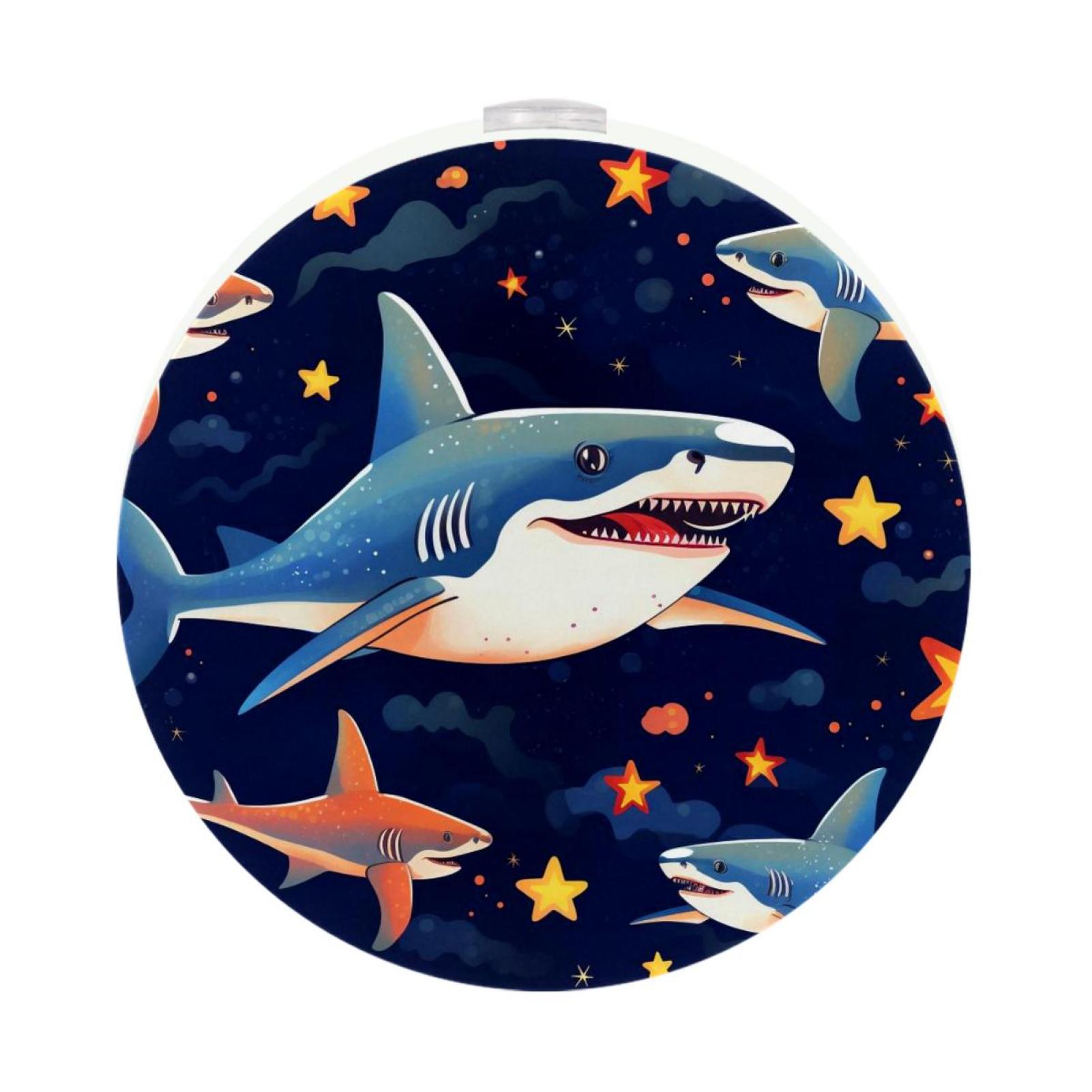 Shark LED Round Night Light-2PCS, Dimmable Plug-in Circle Wall Lamp ...