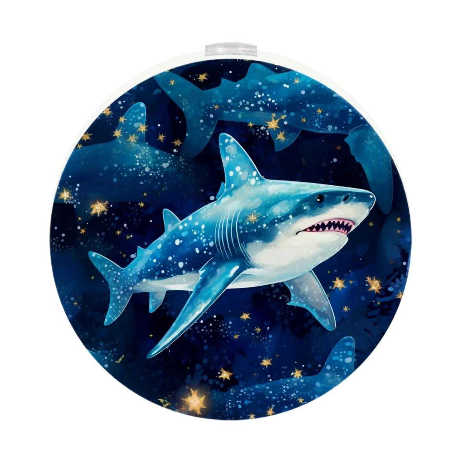 Shark LED Round Night Light-2PCS, Dimmable Plug-in Wall Lamp with Dusk ...
