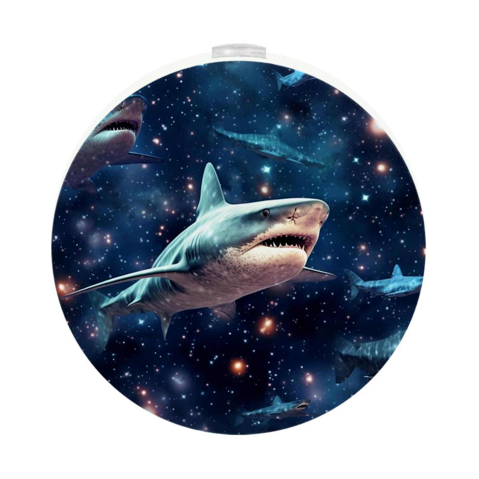 Shark LED Round Night Light-2PCS, Energy-Efficient Plug-in Ambient Lamp ...