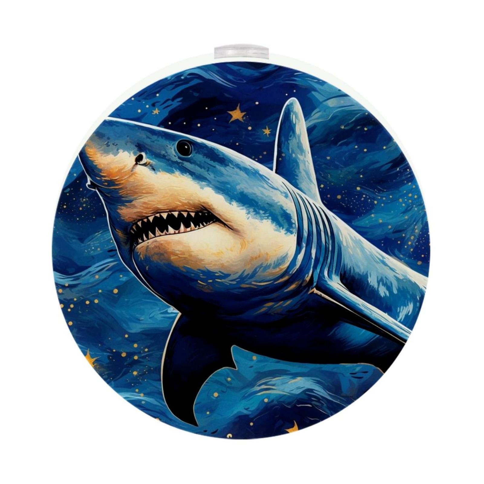 Shark LED Round Night Light (2PCS) – Energy Efficient Plug-in Lamp with ...