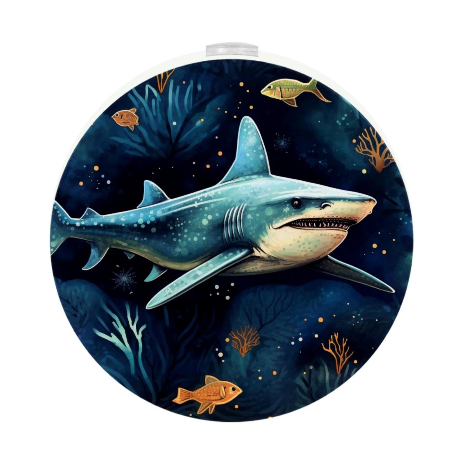 Shark LED Round Night Light (2PCS) – Energy Efficient Plug-in Lamp with ...