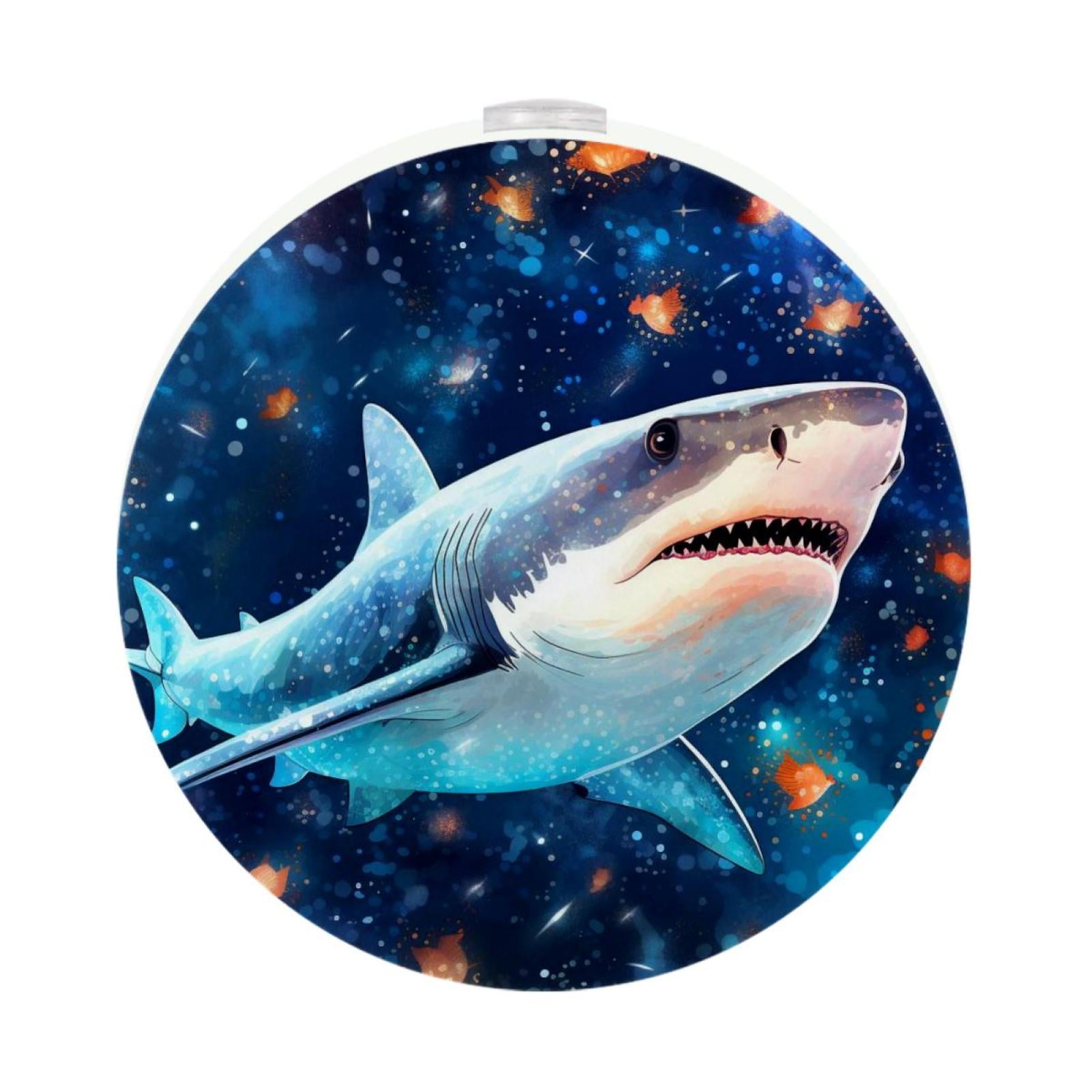 Shark LED Round Night Light - 2PCS, Energy Efficient Plug-in Wall Lamp ...