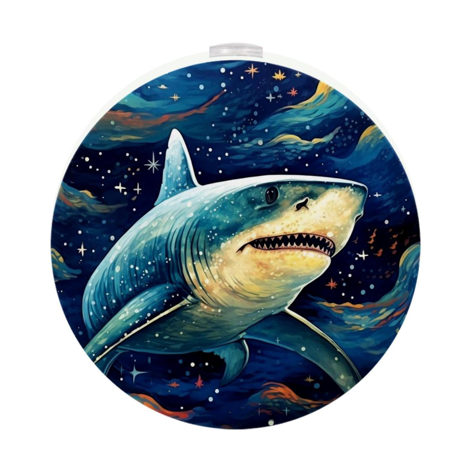 Shark LED Round Night Light - 2PCS, Energy Efficient Plug-in Wall Lamp ...