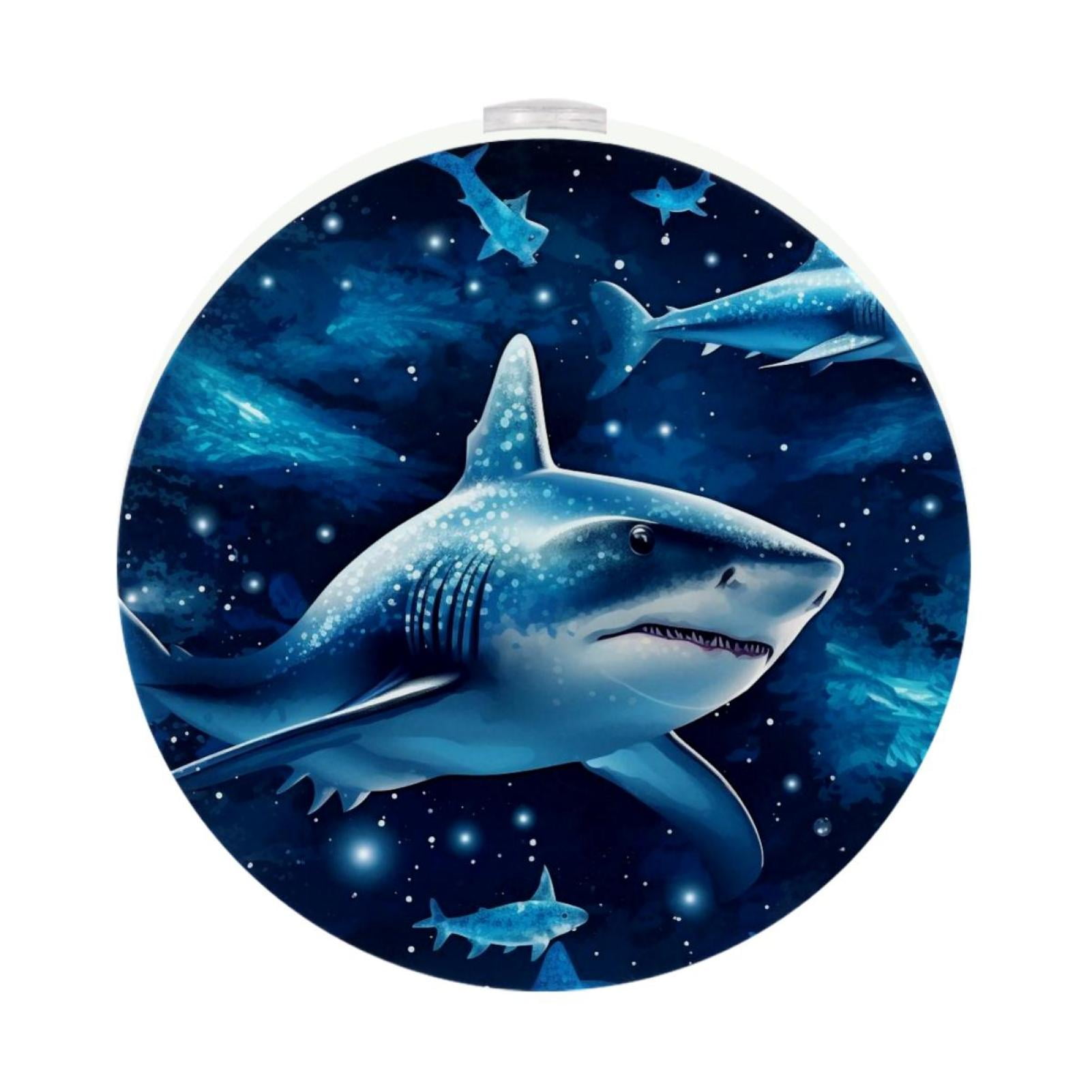 Shark LED Round Night Light - 2PCS, Energy Efficient Plug-in Wall Lamp ...