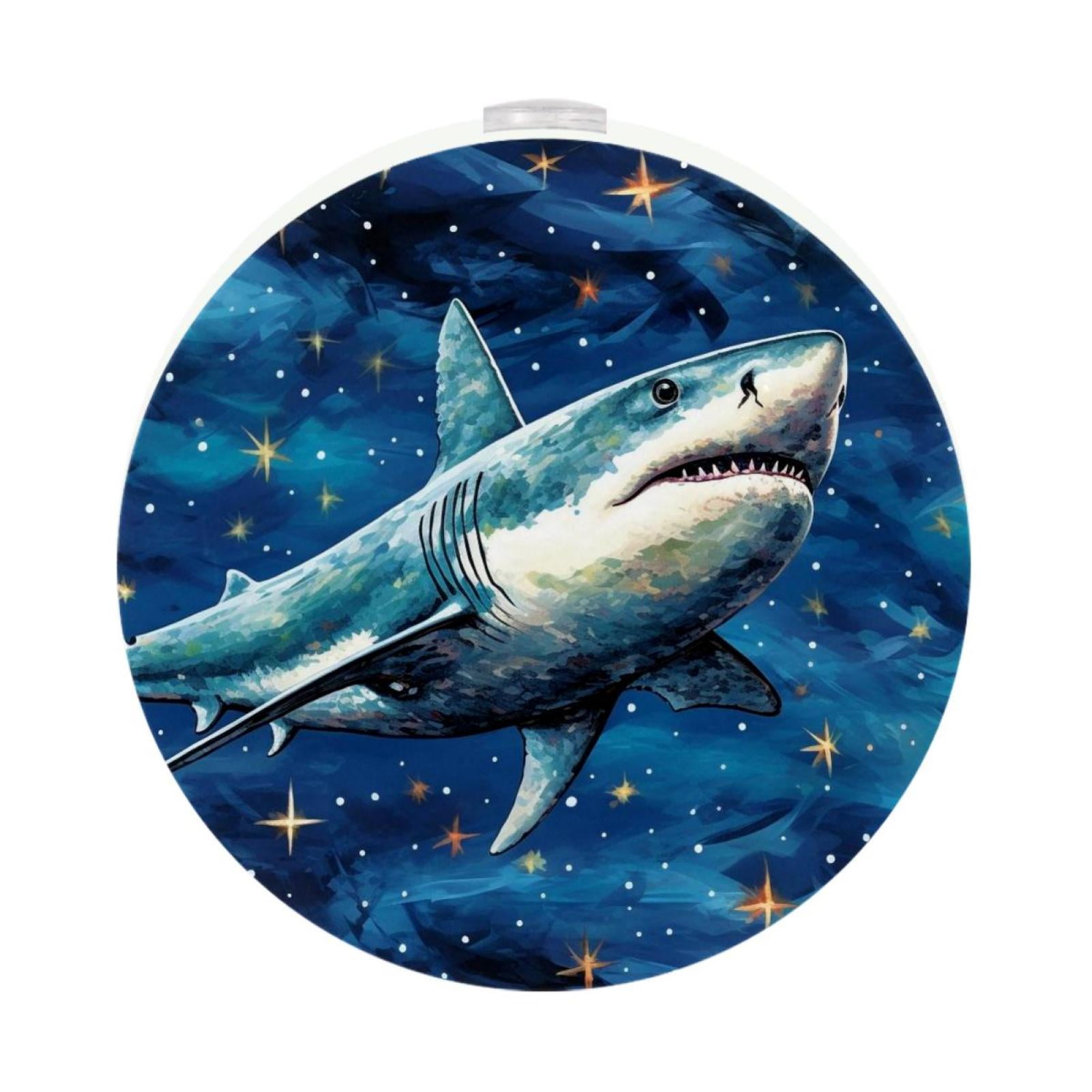 Shark LED Round Night Light 2PCS - Motion Sensor Activated Soft Glow ...