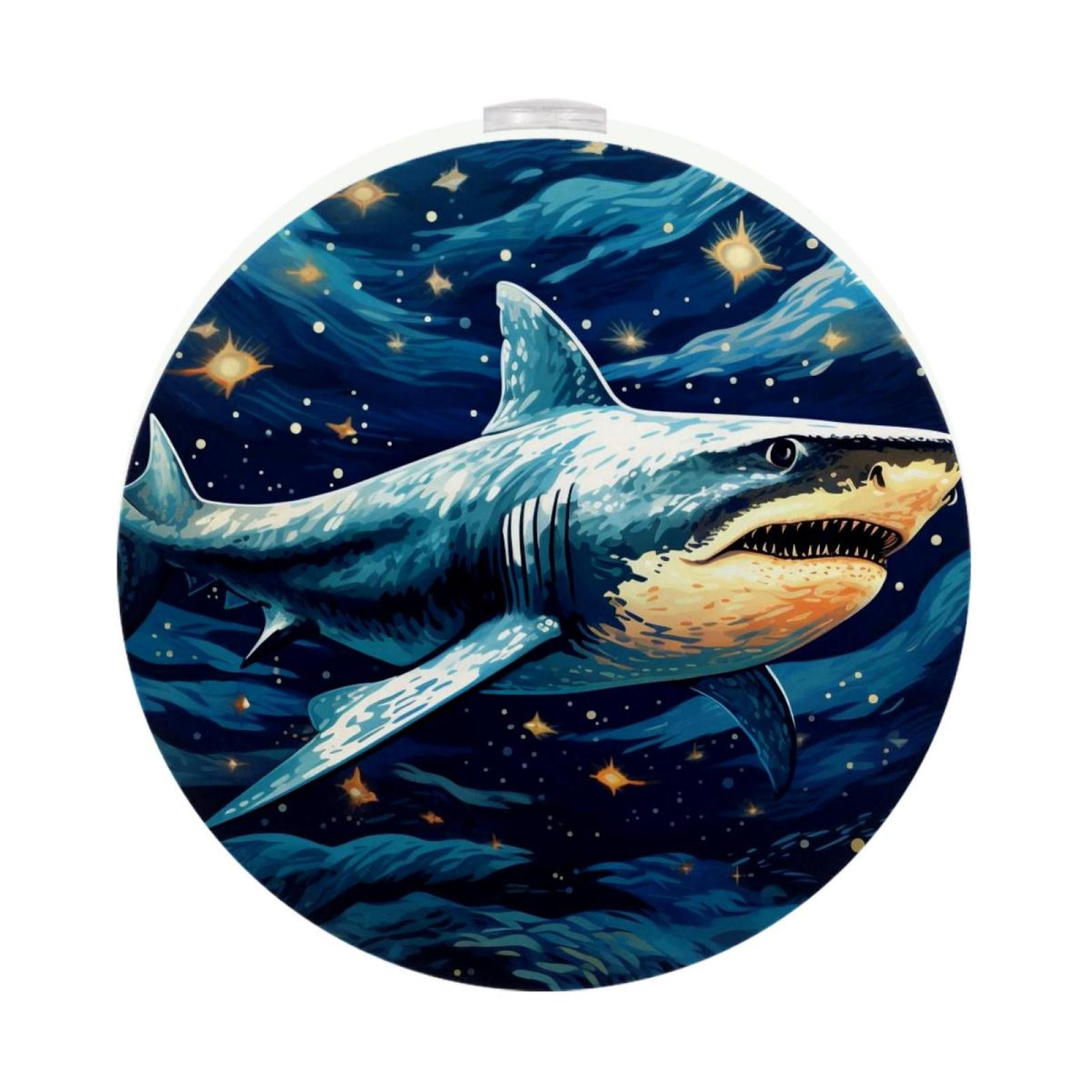 Shark LED Round Night Light-2PCS, Motion Sensor Plug-in Brightness ...