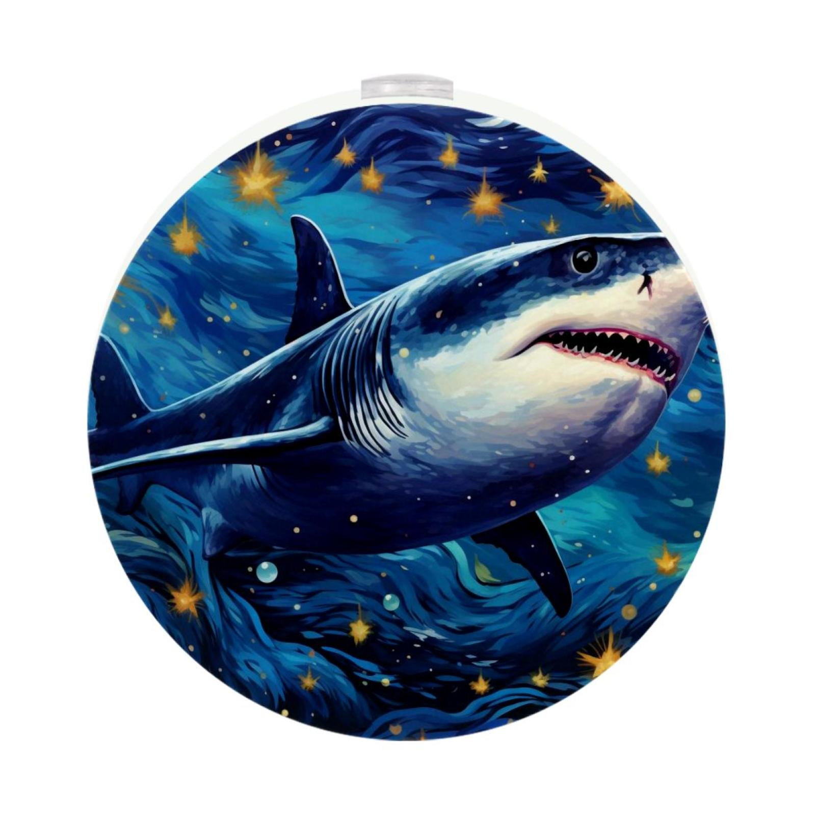 Shark LED Round Night Light-2PCS, Motion Sensor Plug-in Wall Light with ...