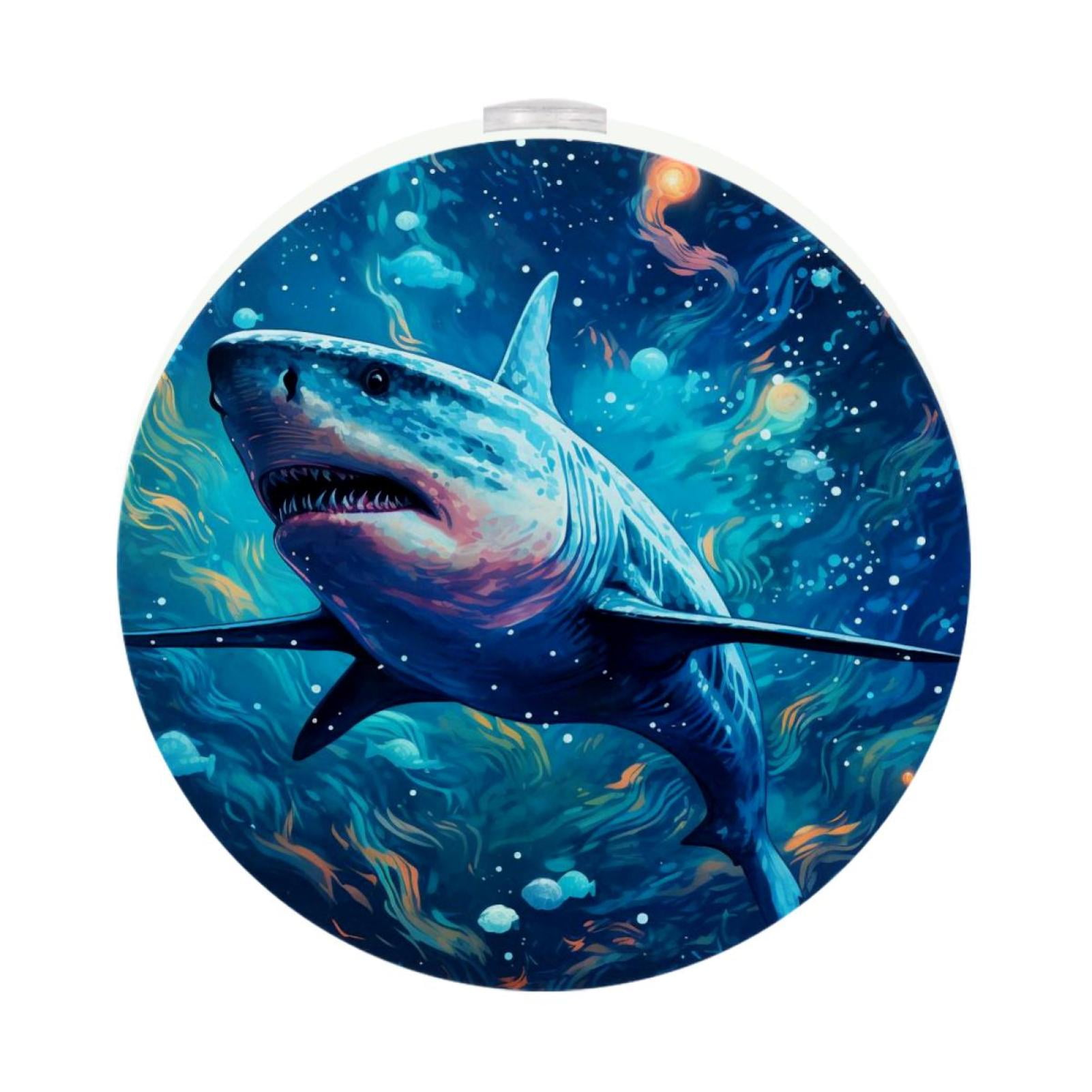 Shark LED Round Night Light-2PCS, Plug-in Dusk-to-Dawn Auto Sensor Wall ...