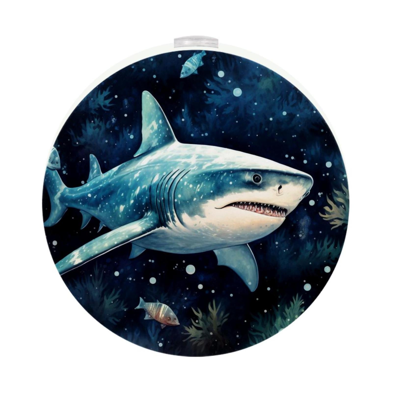 Shark LED Round Night Light-2PCS, Plug-in Dusk-to-Dawn Auto Sensor Wall ...