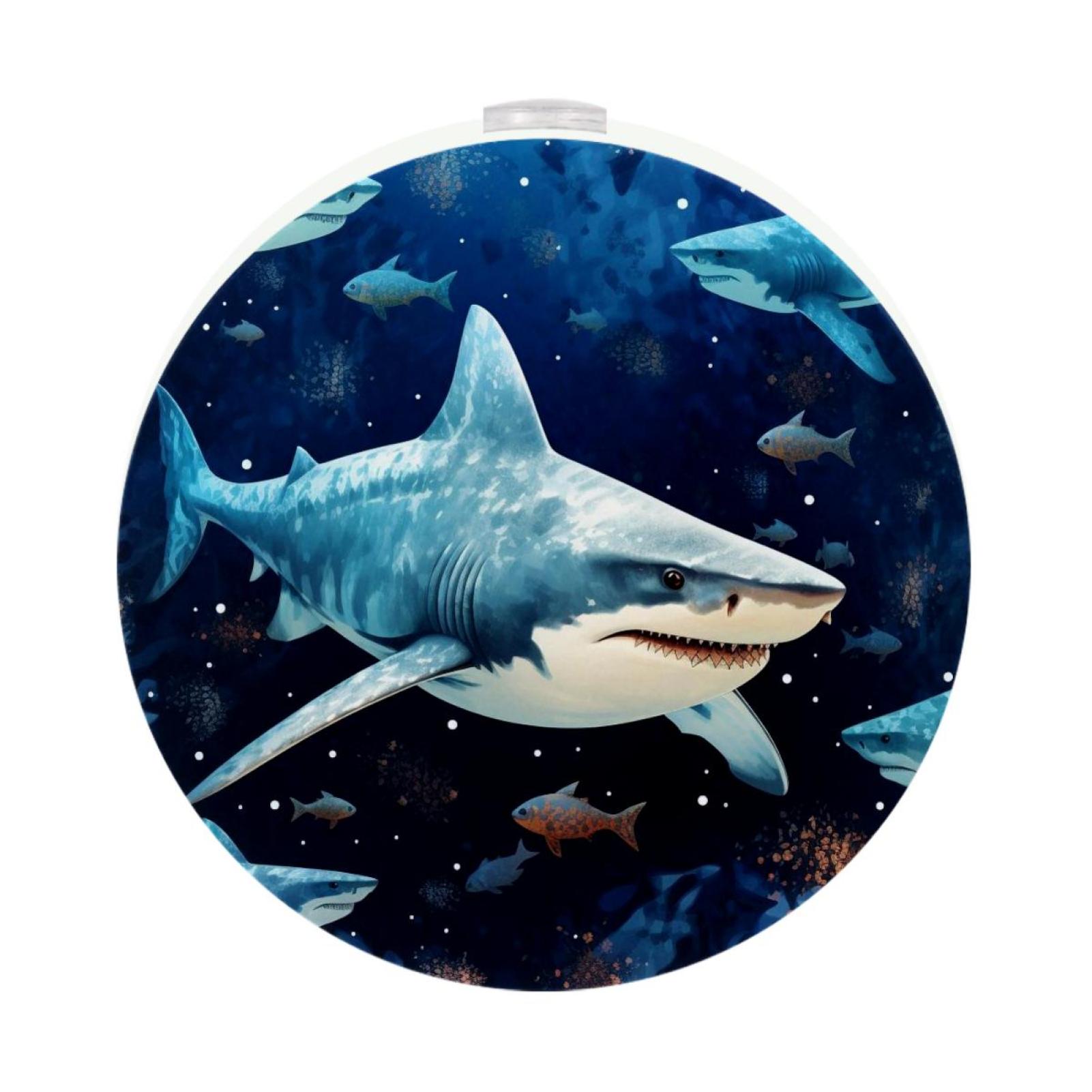 Shark LED Round Night Light - 2PCS, Plug-in Dusk-to-Dawn Sensor, Energy ...