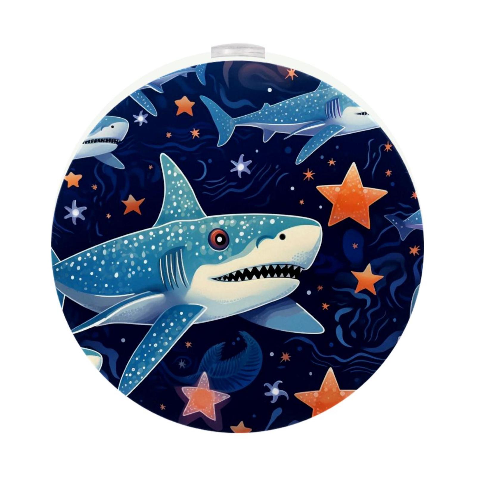 Shark LED Round Night Light - 2PCS, Plug-in Dusk-to-Dawn Sensor, Energy ...