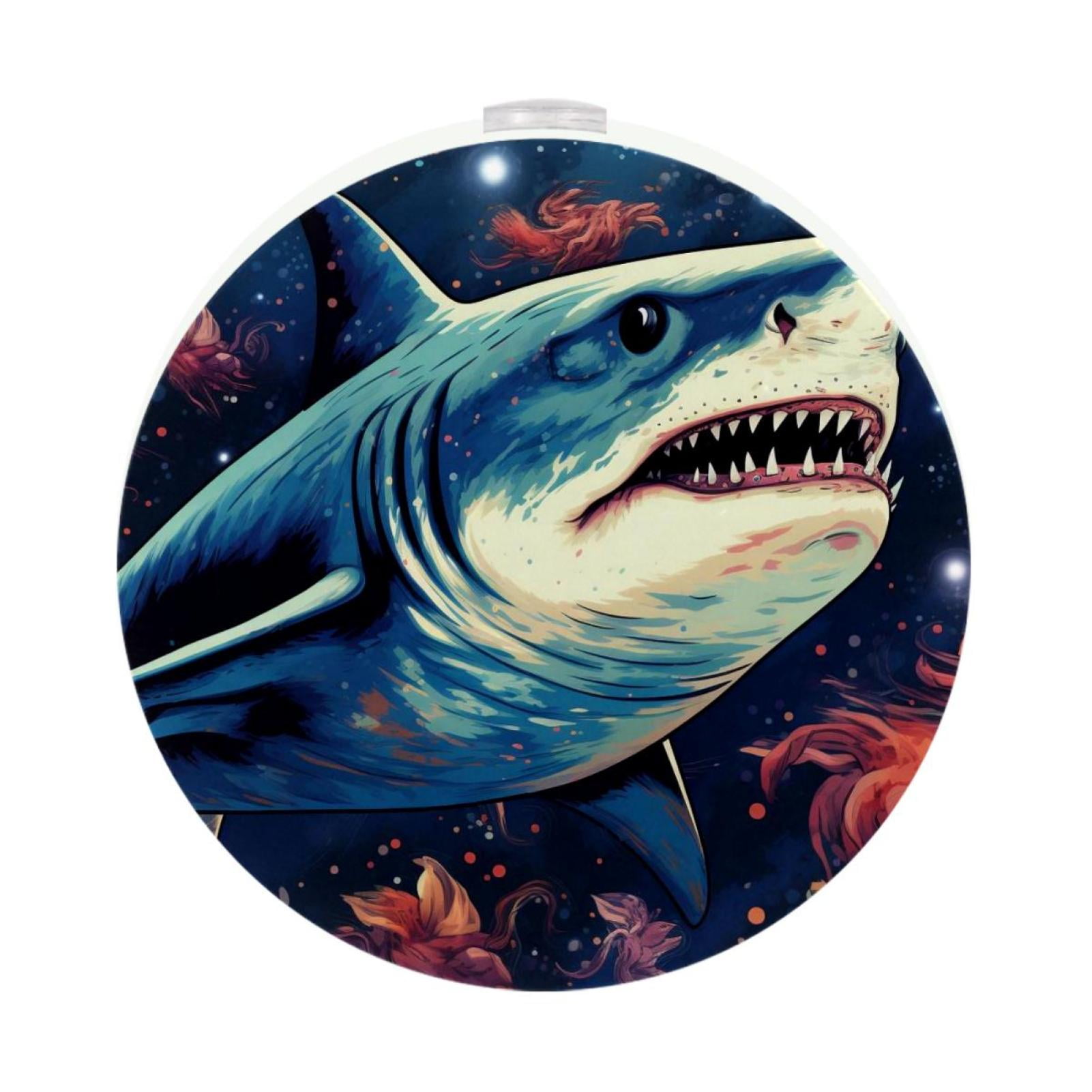 Shark LED Round Night Light-2PCS, Plug-in Dusk to Dawn Sensor Wall ...